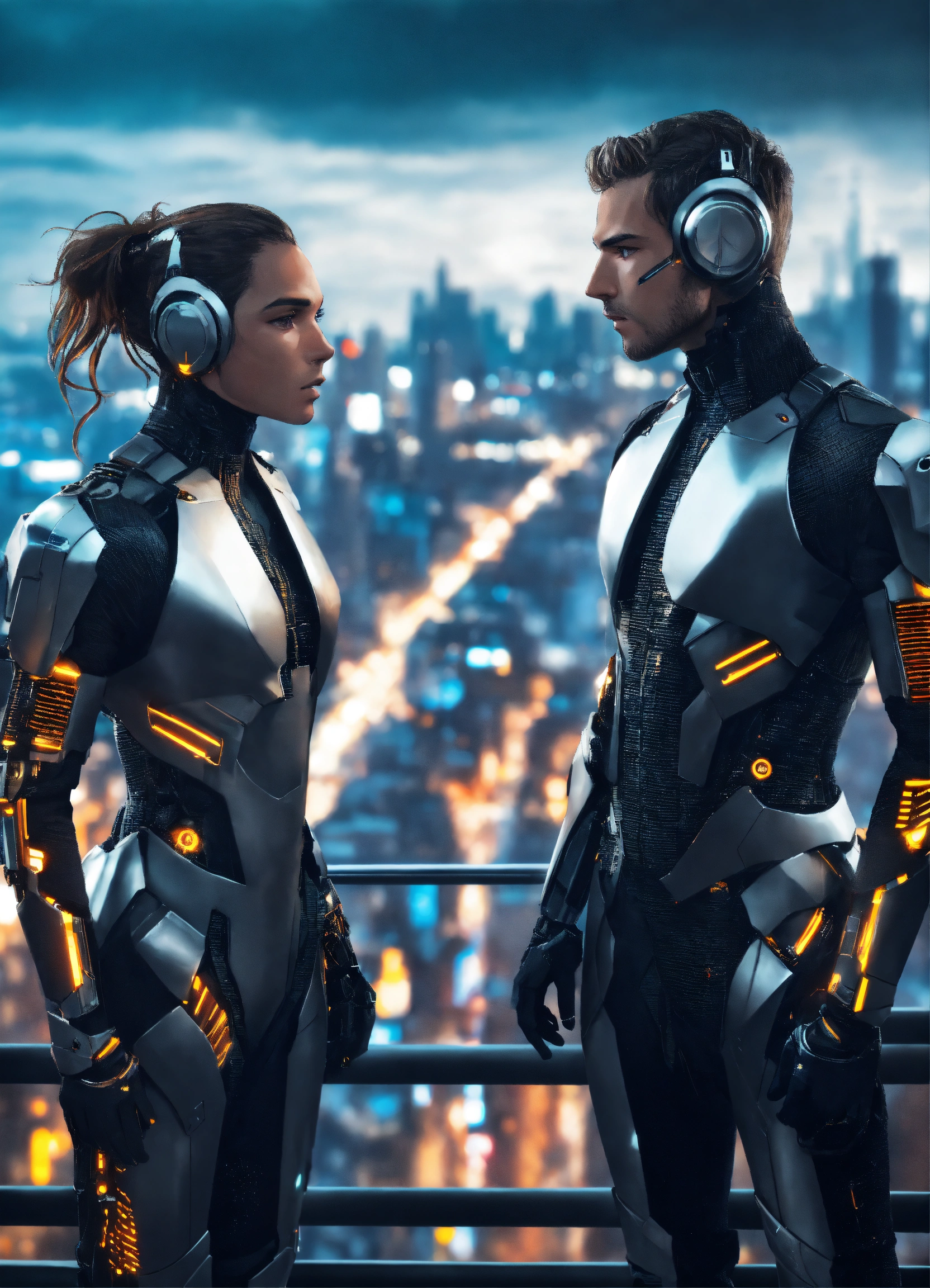 Lexica - Beautiful futuristic men Cyborg wear with an élégant suit and ...
