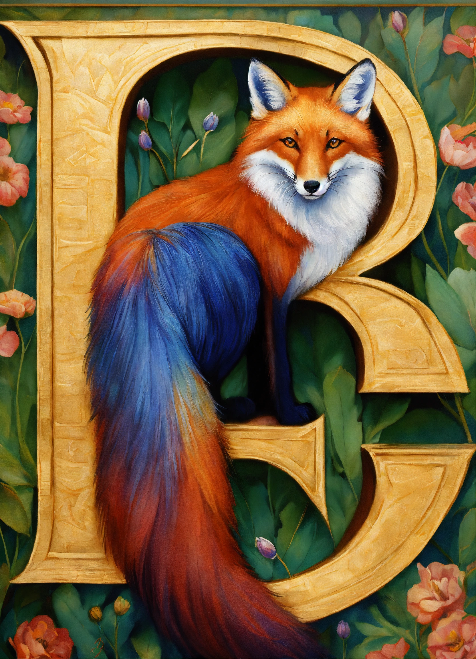 Lexica - Indigo fox inside the letter B, hyperrealistic, painterly ...