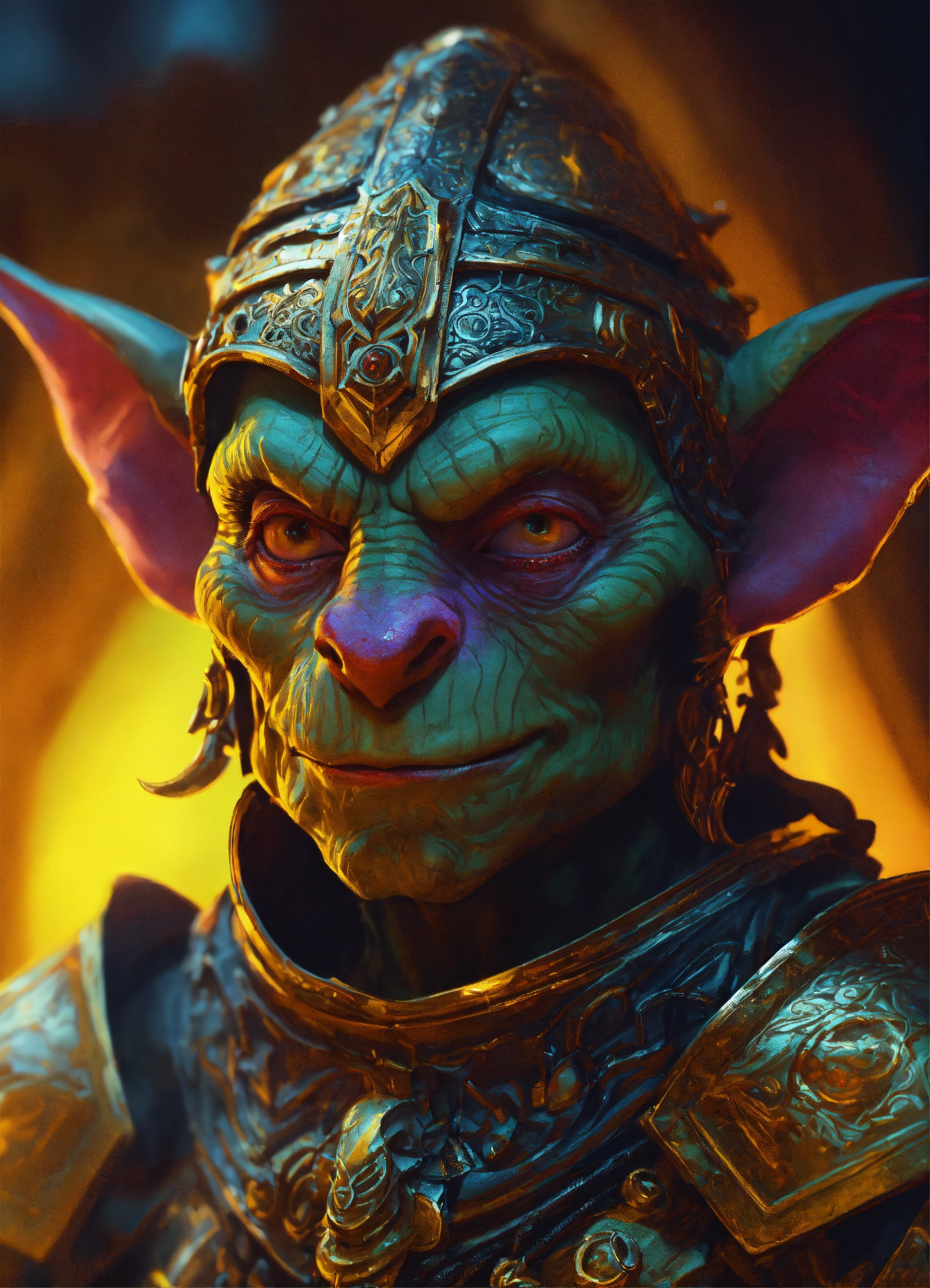 Lexica - A colorful portrait of a goblin, A FIERCE goblin IN FULL ...