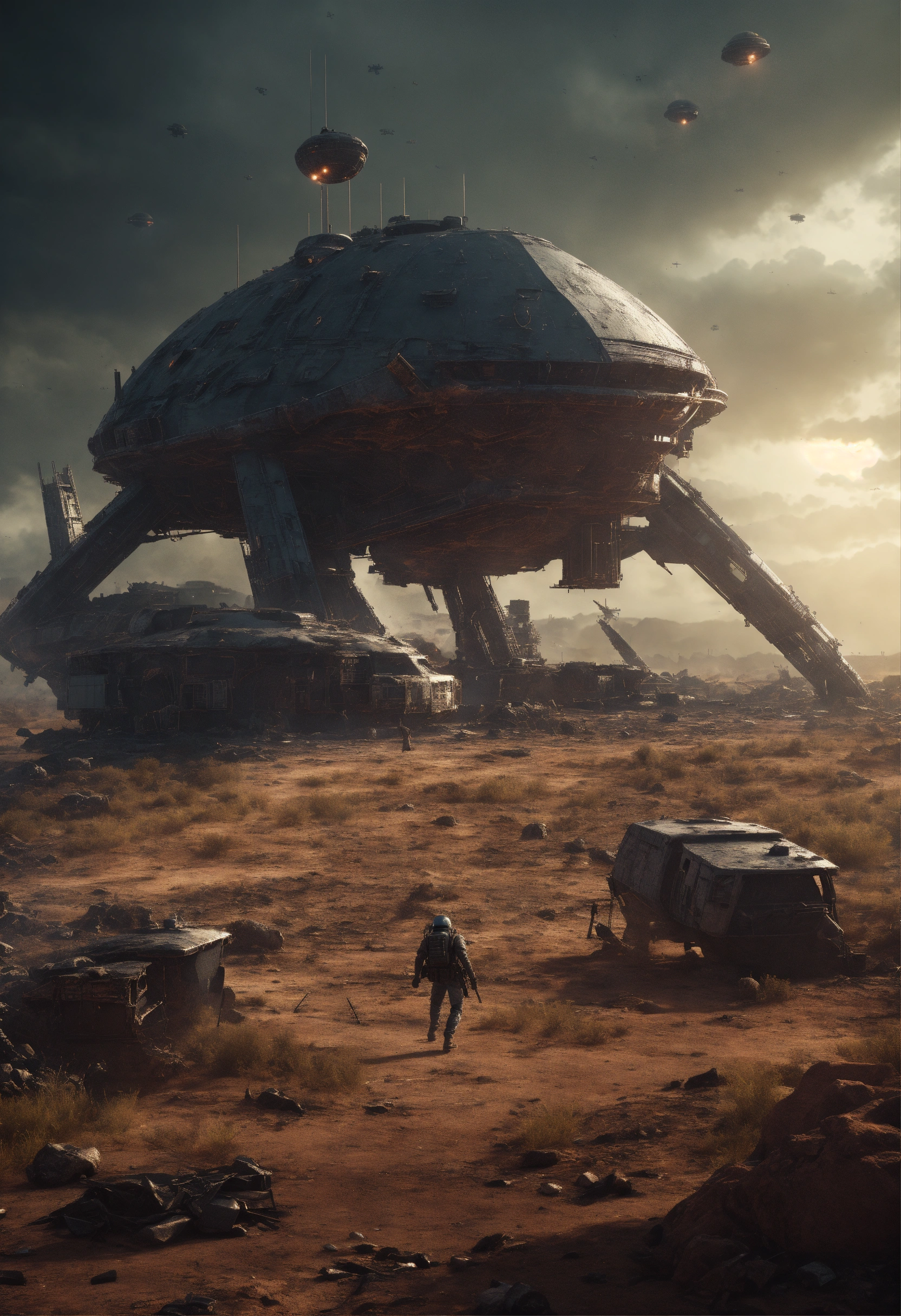 Lexica - War-torn battlefield, menacing environment, Alien, 8K ...