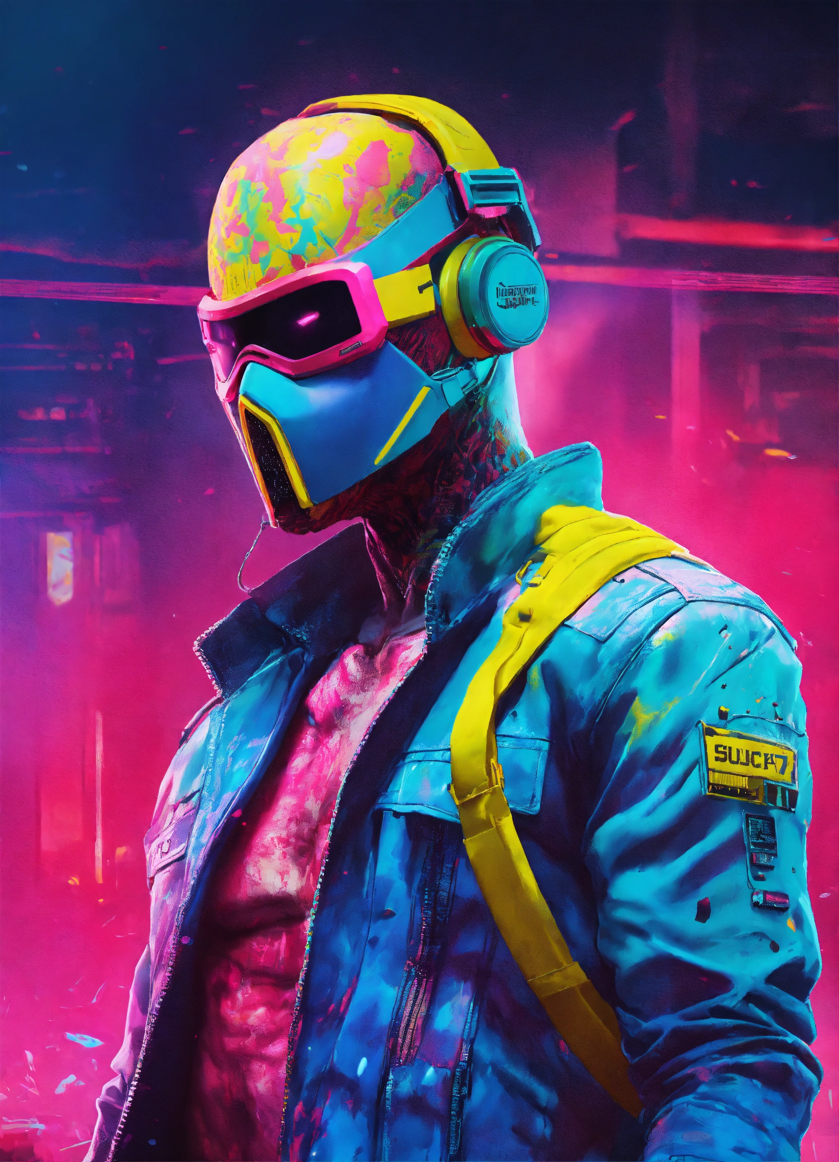Lexica - Cyberpunk slasher with muscles in a tie-dyed hocky mask ...
