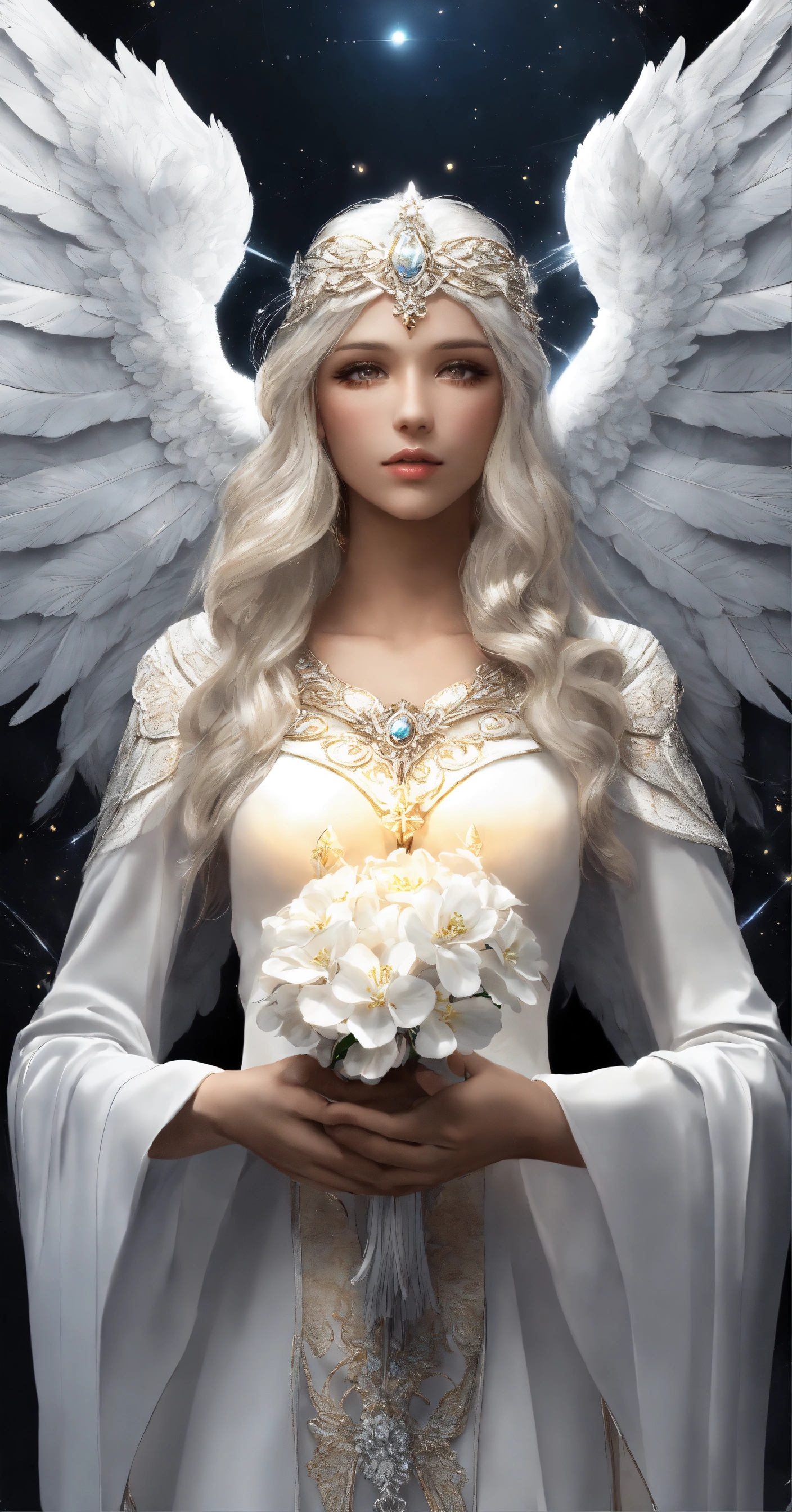 Lexica - Beautiful and perfect Angel Priestess woman with white angel ...