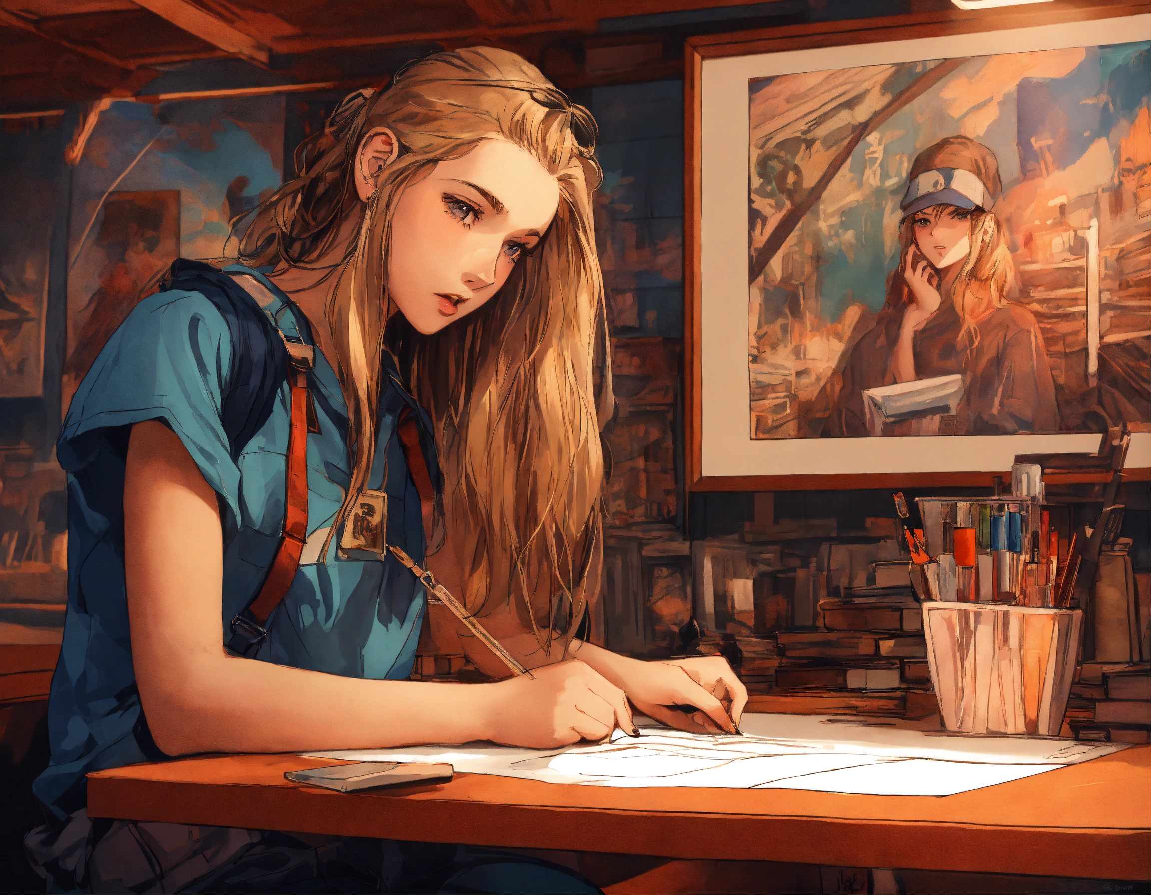 Lexica - 18-year-old girl draws a picture and 18-year-old b boy draws a ...