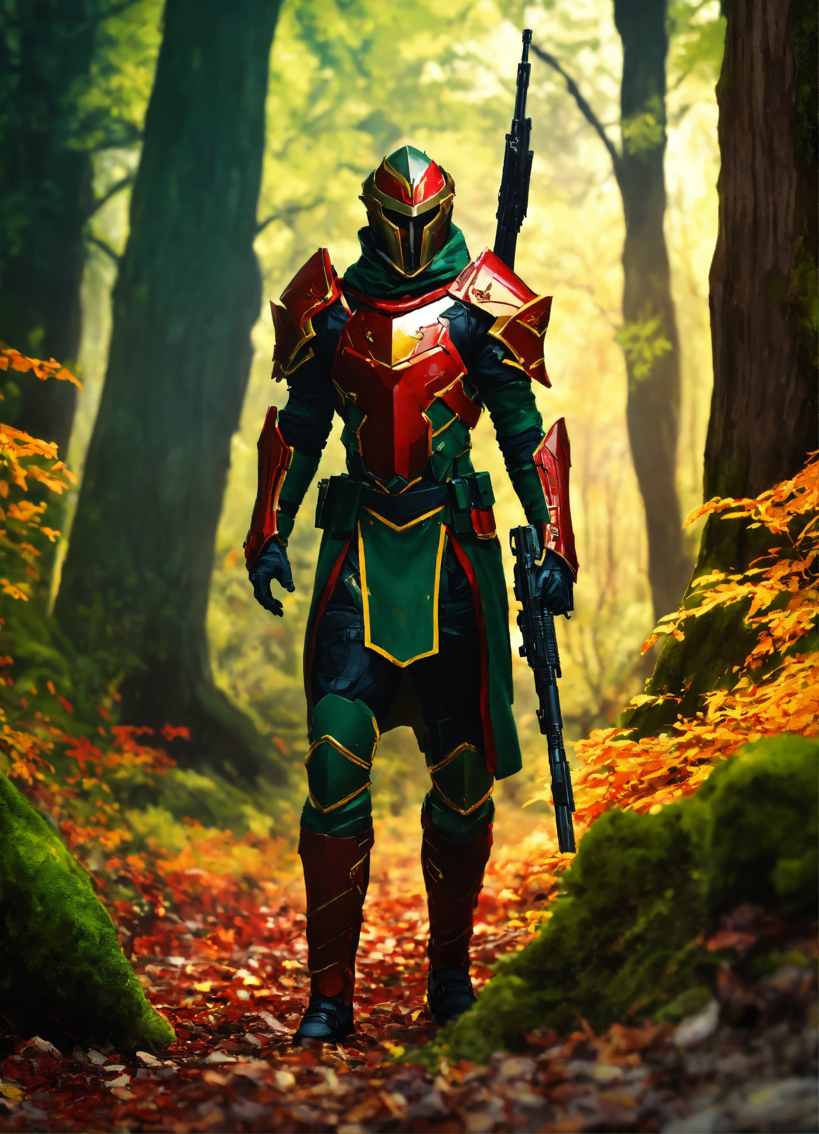 Lexica - High elf sci fi soldier wearing sleek sci fi armor, dark green ...