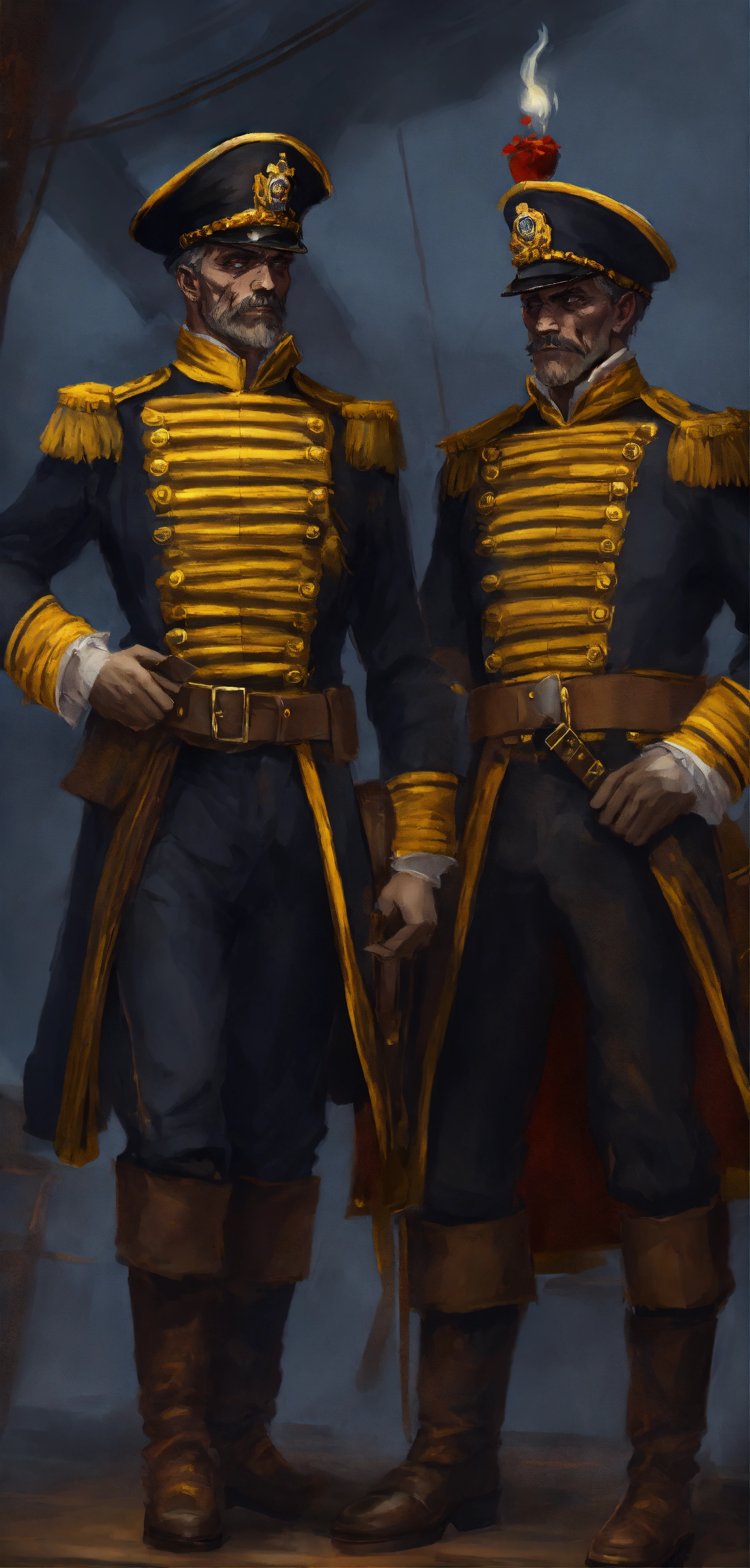 Lexica - Undead Duergar Sailors, Victorian Naval uniform, digital painting