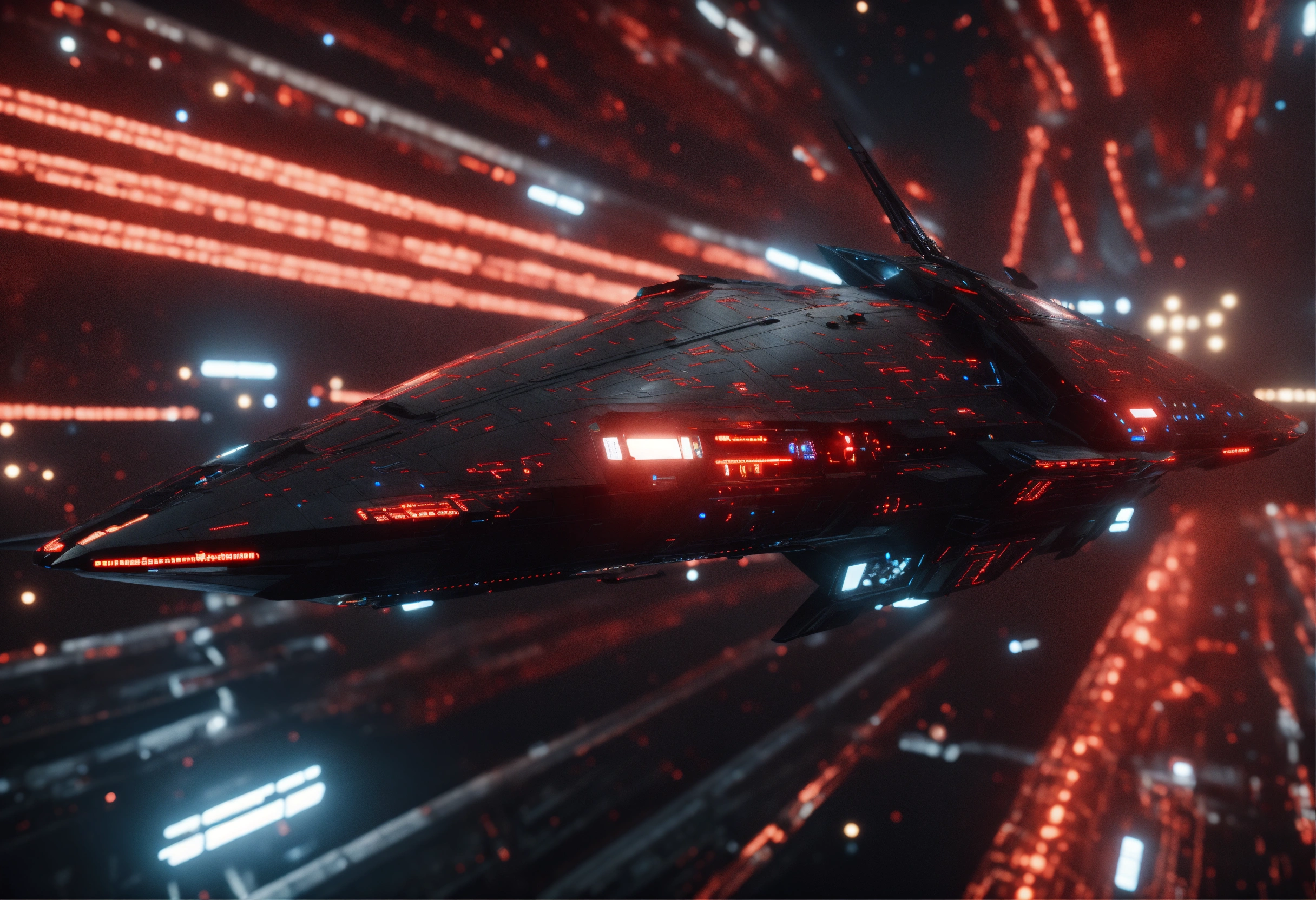 Lexica - Zoom out on fleet of long black organic insect like space ...