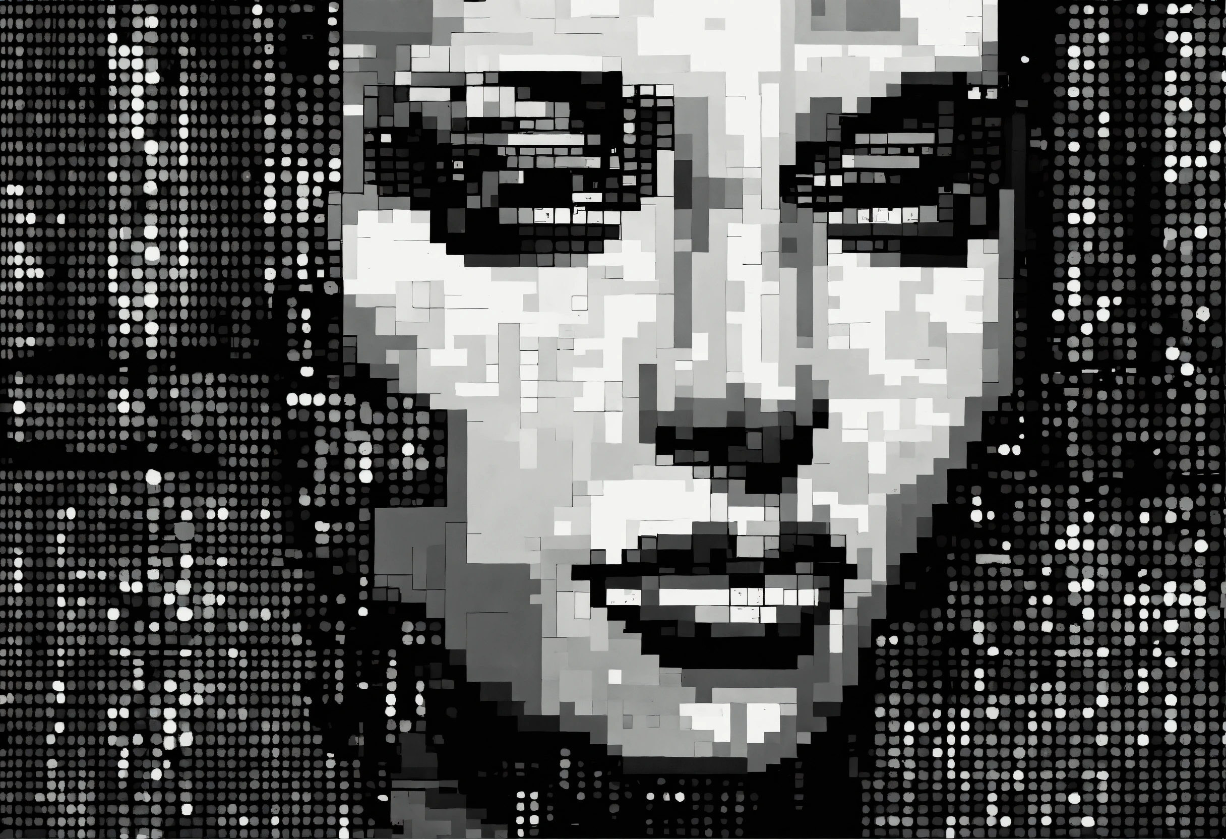 Lexica - Monochrome dot artpixel art of a face