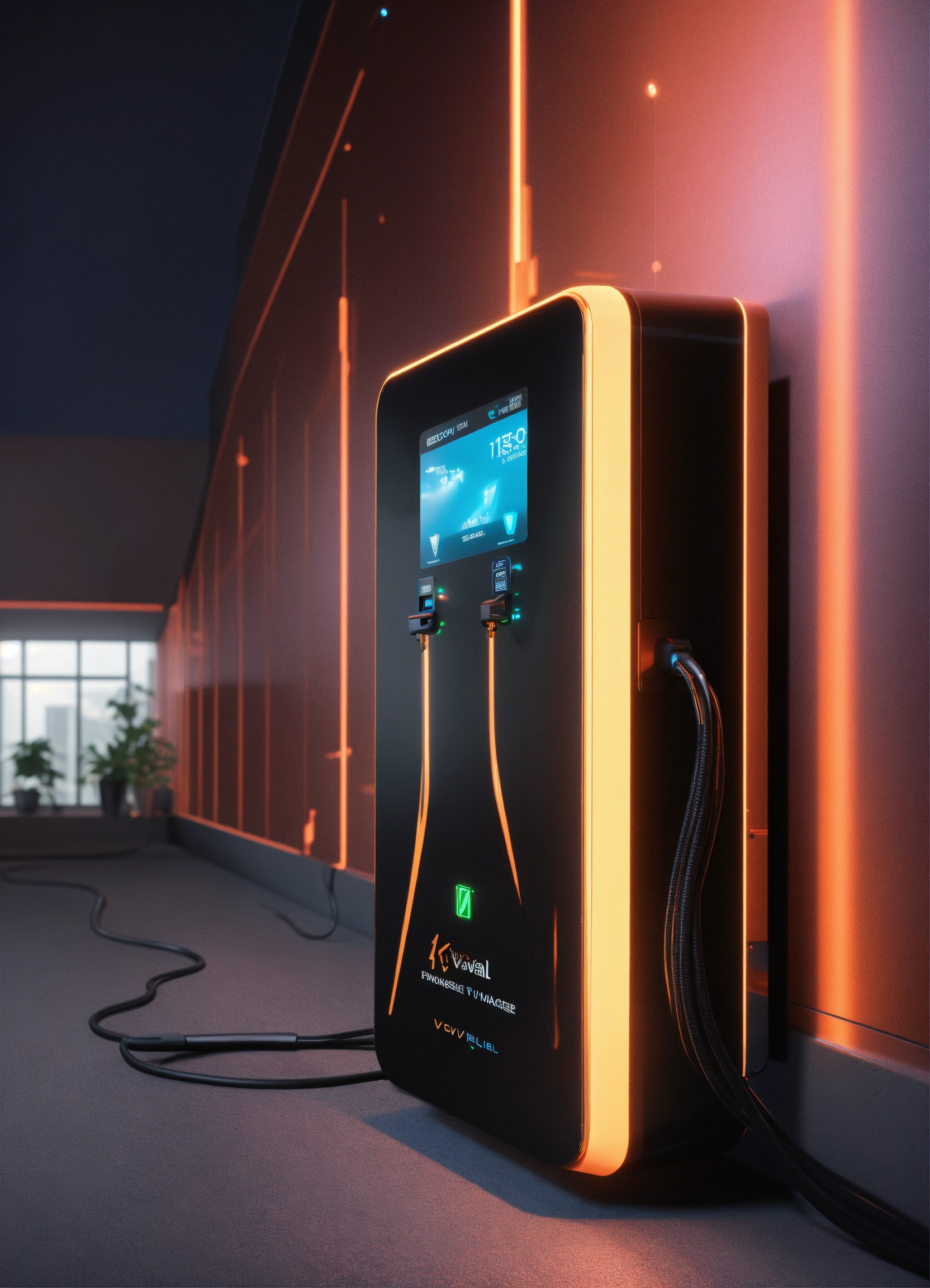 Lexica - Small black Wall mounted portable 11kW EV charger, hi gloss ...