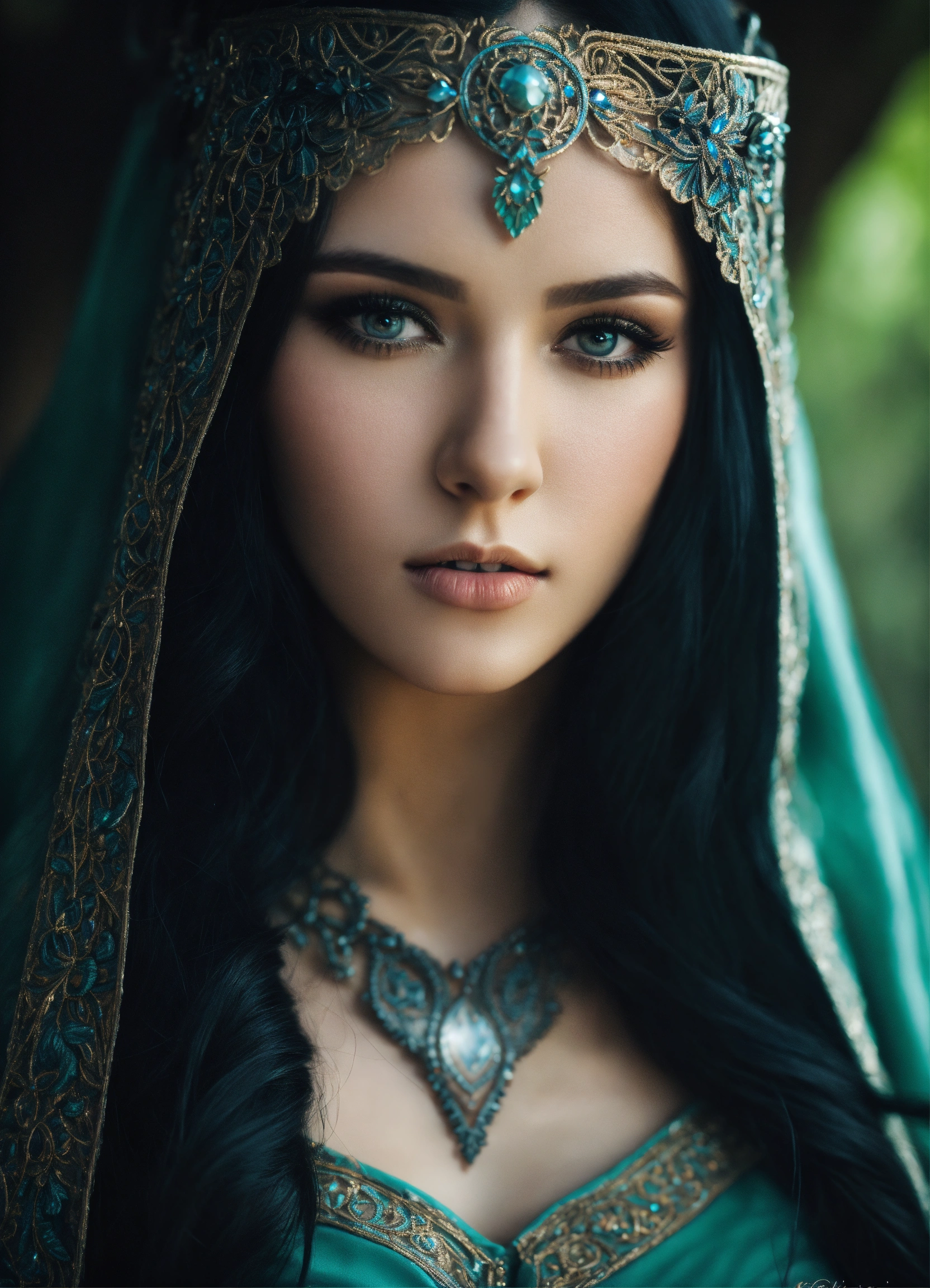 Lexica - Beautiful elven woman with black hair and grey eyes
