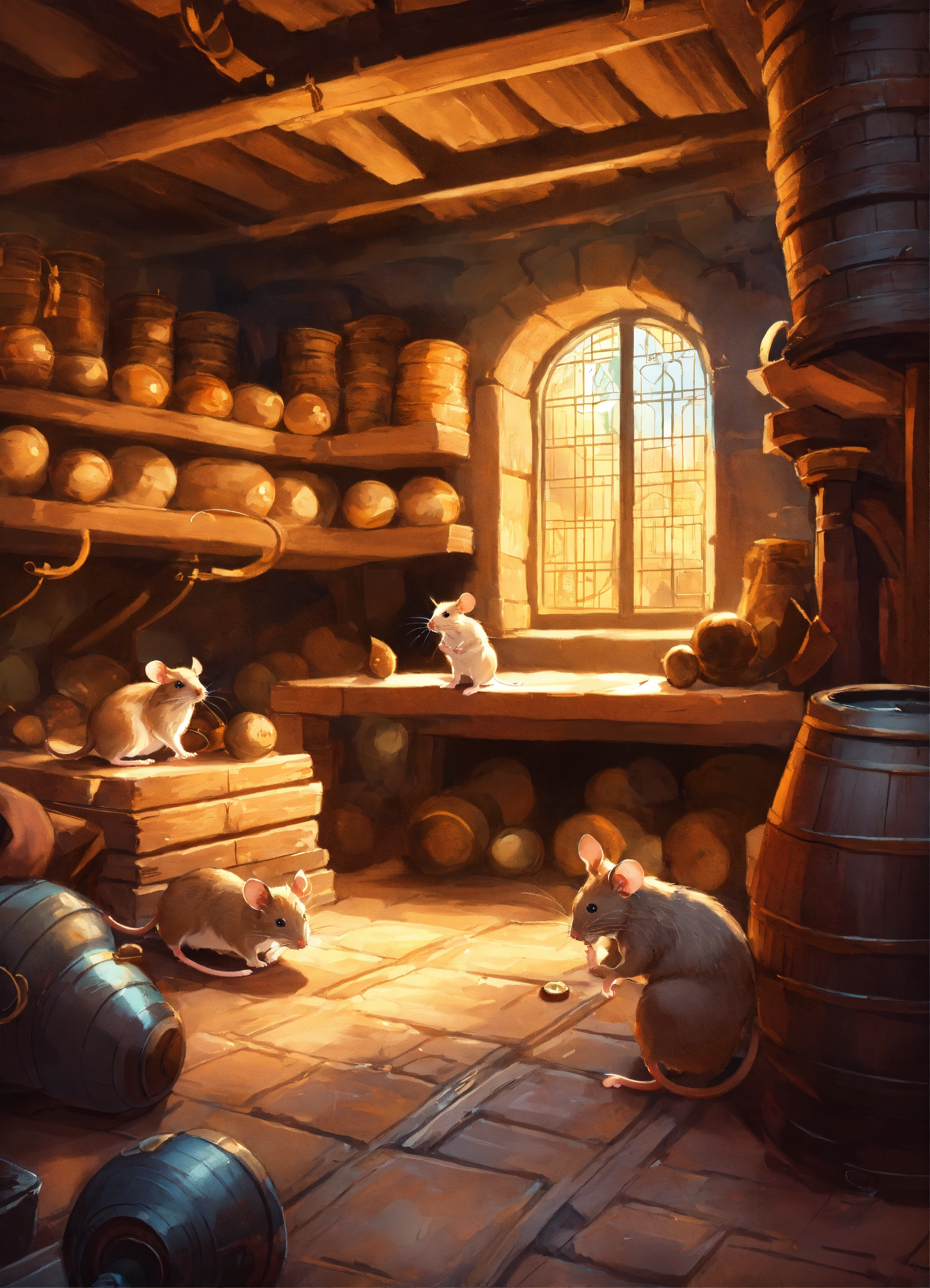 Lexica - Mice in a medieval storeroom in the center of the image, d & d ...