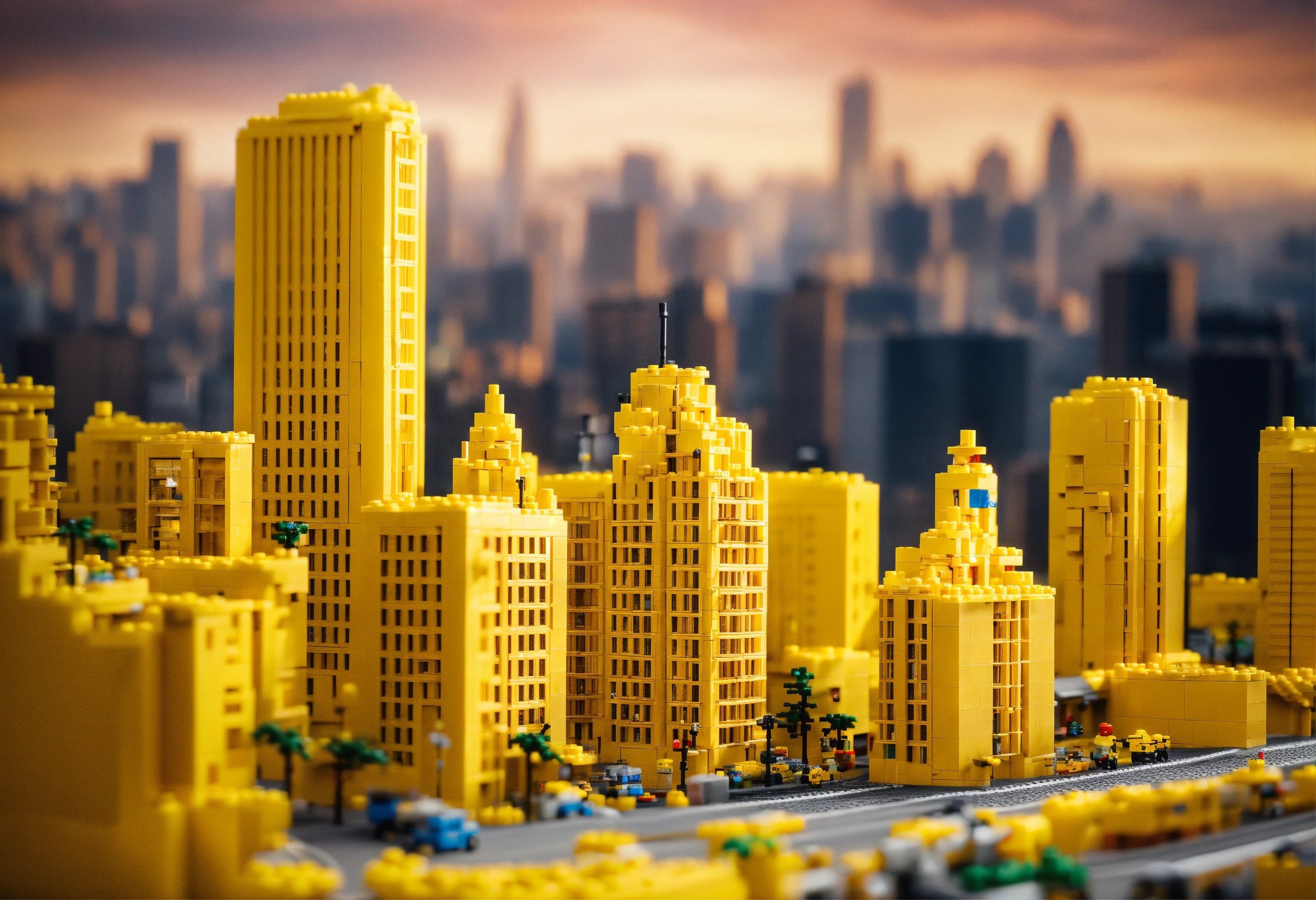 Lexica - Building a city from yellow Lego. very realistic photo