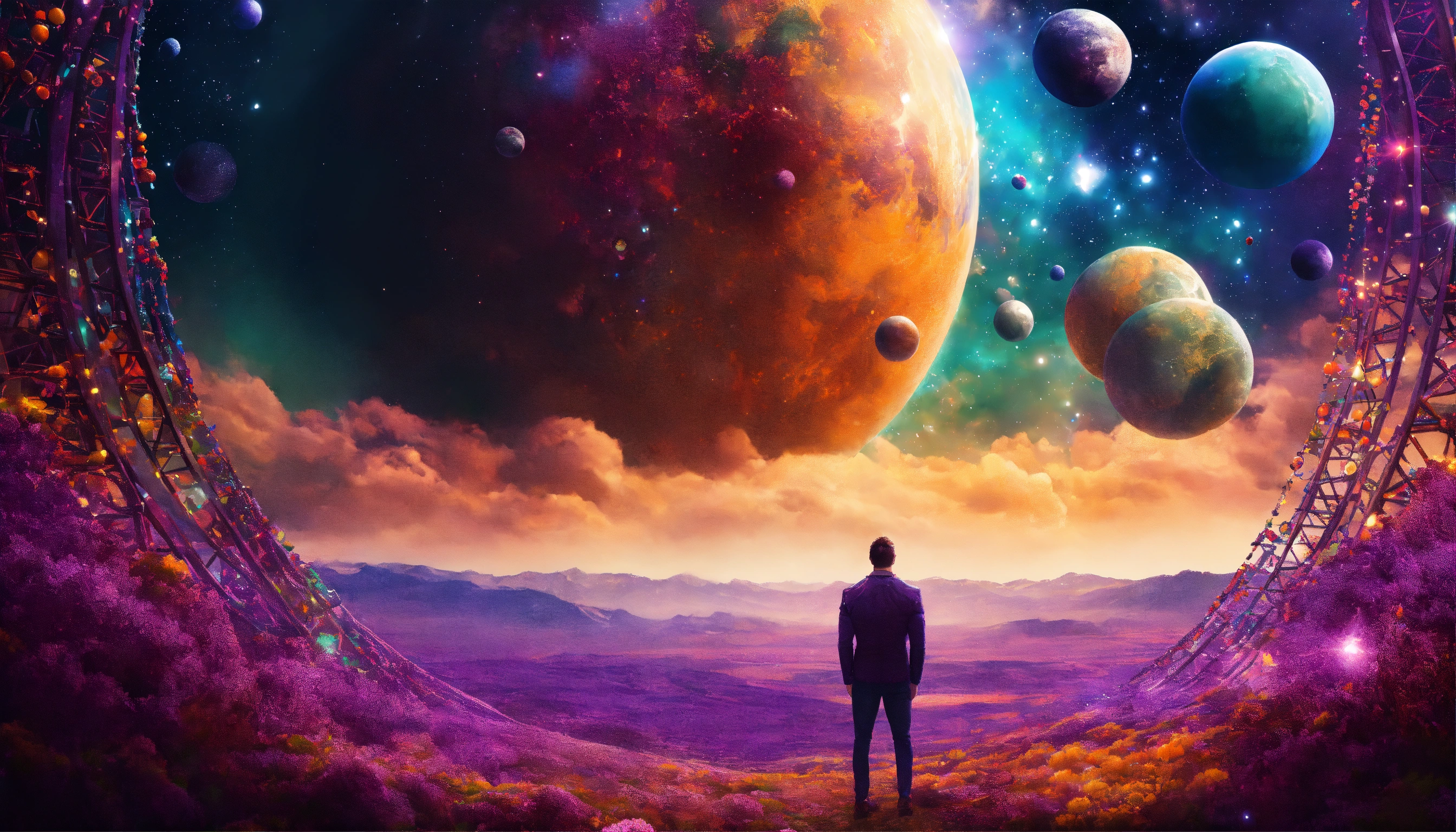 Lexica - Well built man looking up, dna strands floating in the ...