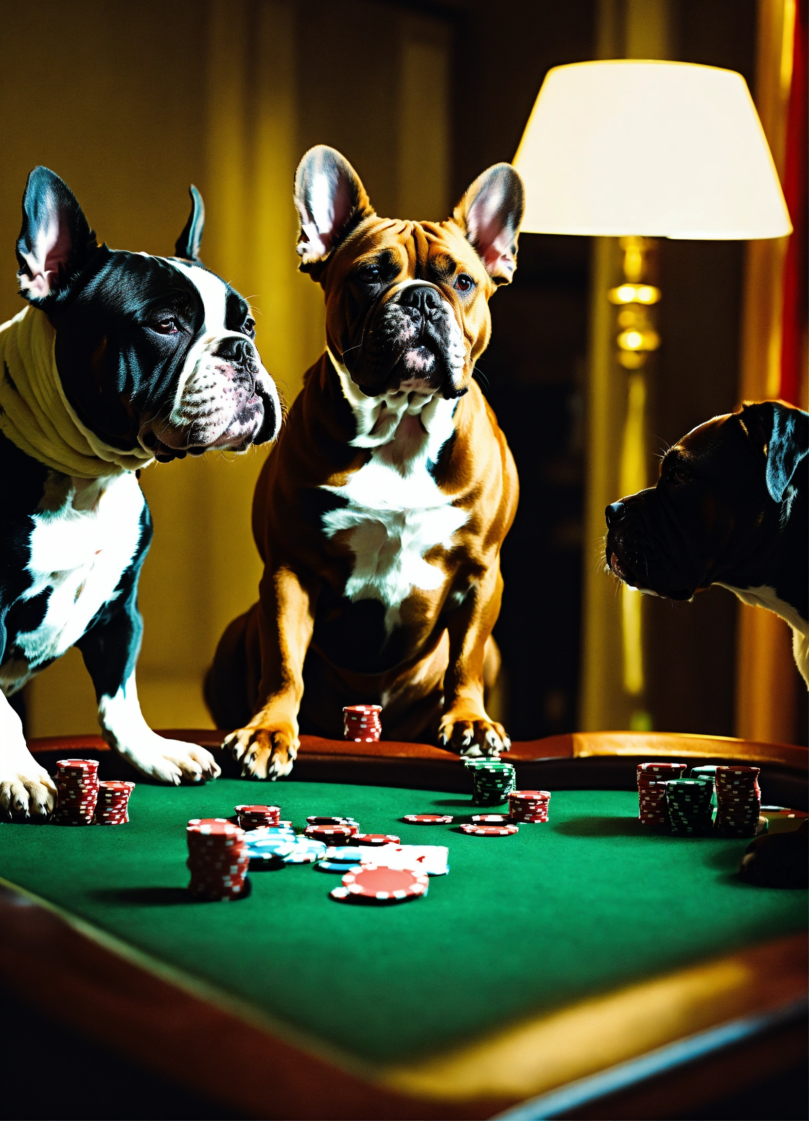 Lexica - A rednose pitbull, bulldog, french bulldog, and a black lab ...