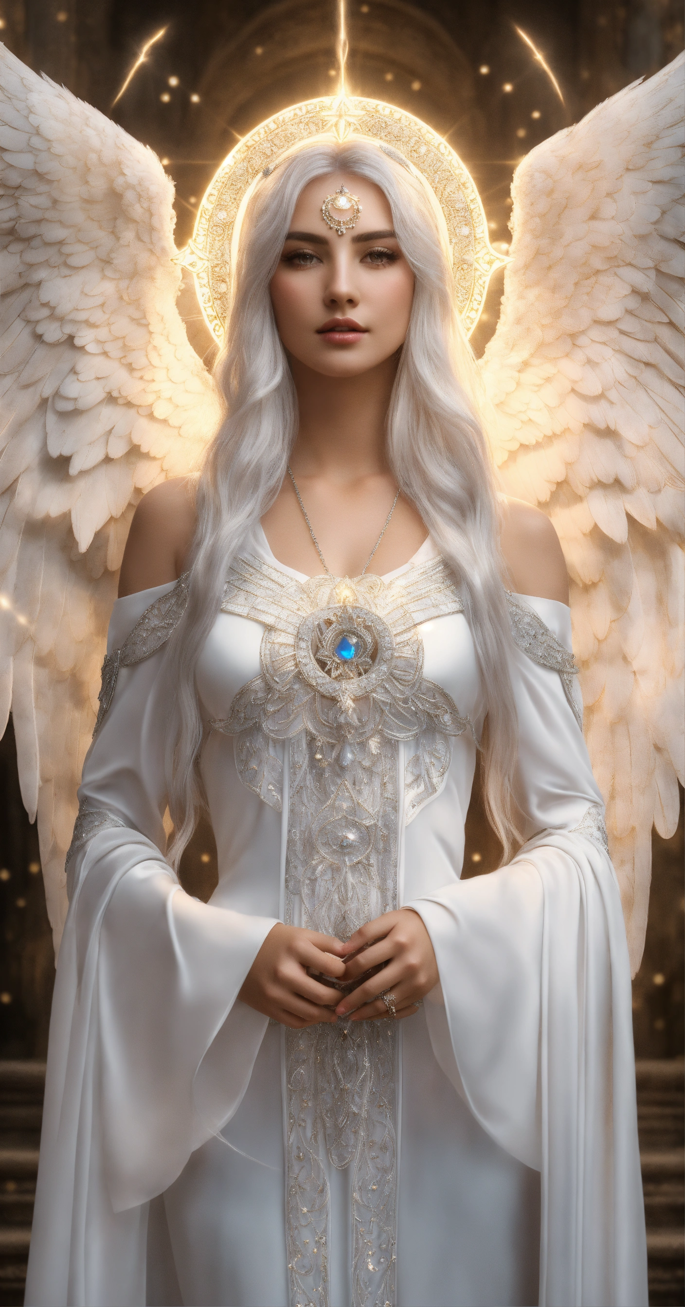 Lexica - Beautiful and perfect Angel Priestess woman with white angel ...