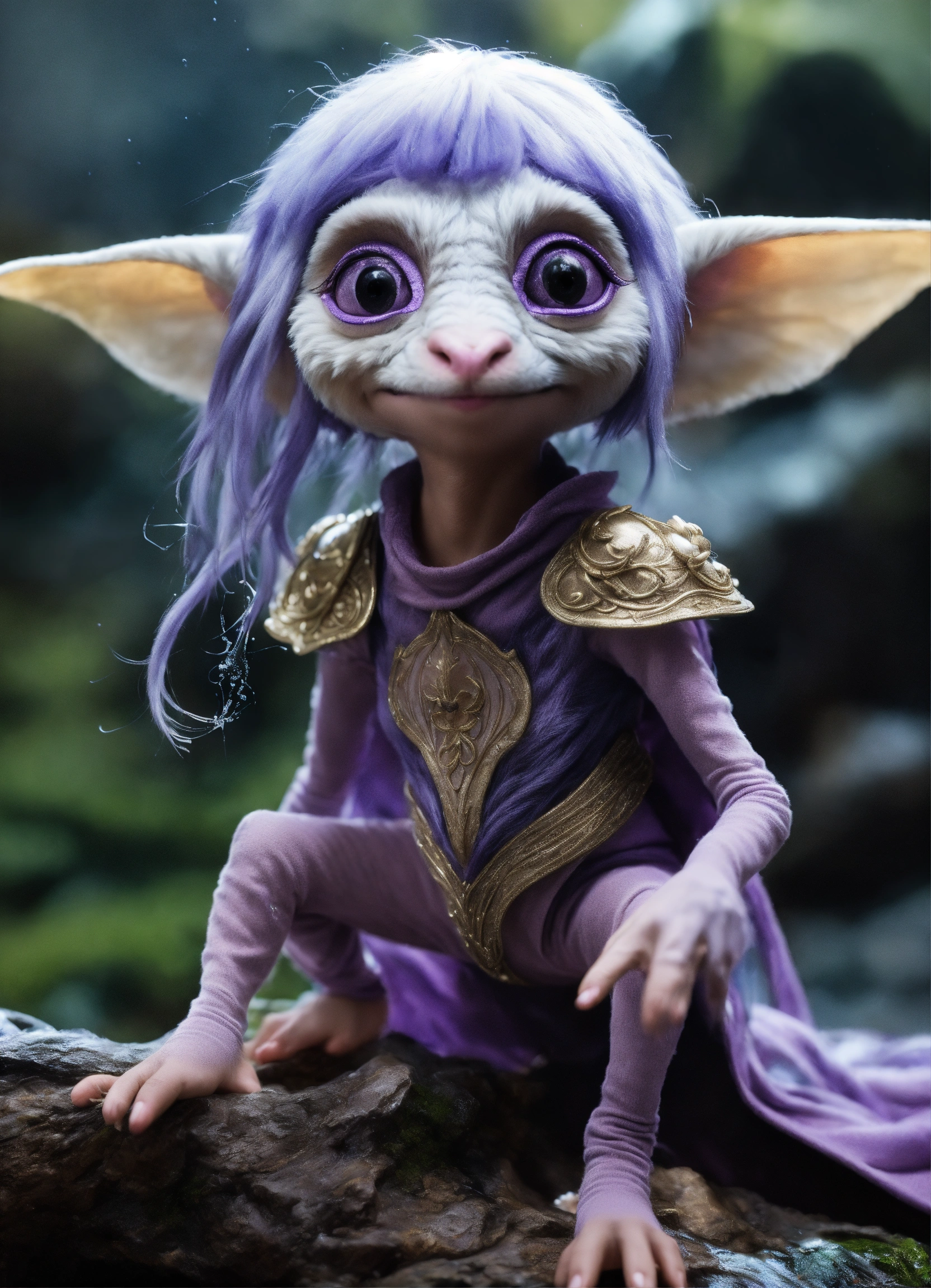Lexica - A Gelfling extra furry animal like purple and white clothes ...