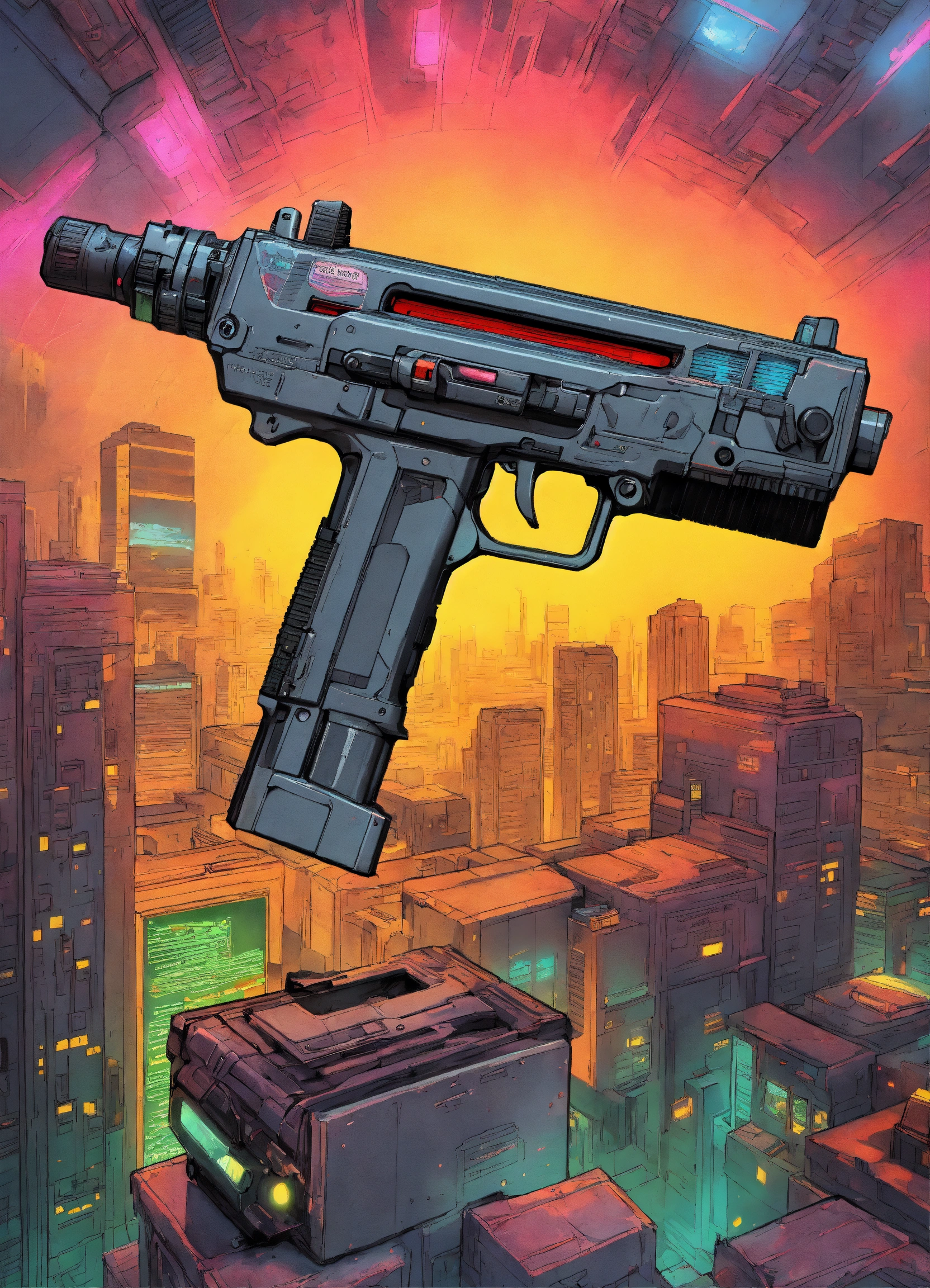 Lexica - Cyberpunk machine pistol like a gun metal gray out mac-10 ...