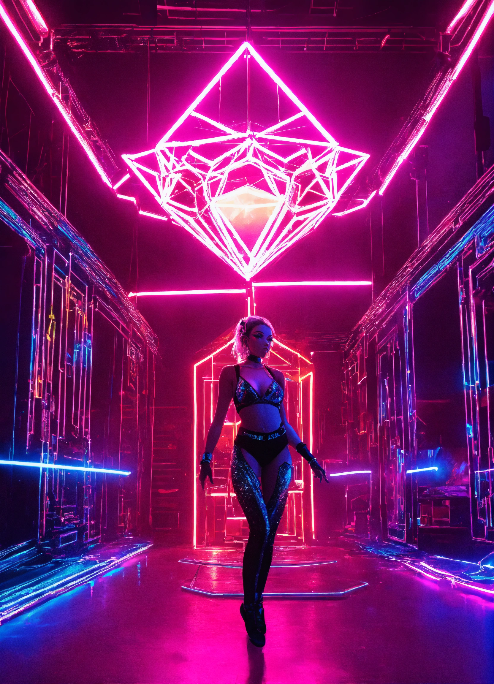 Lexica - Futuristic Rave Queen dancing in diamond and shimmer black ...