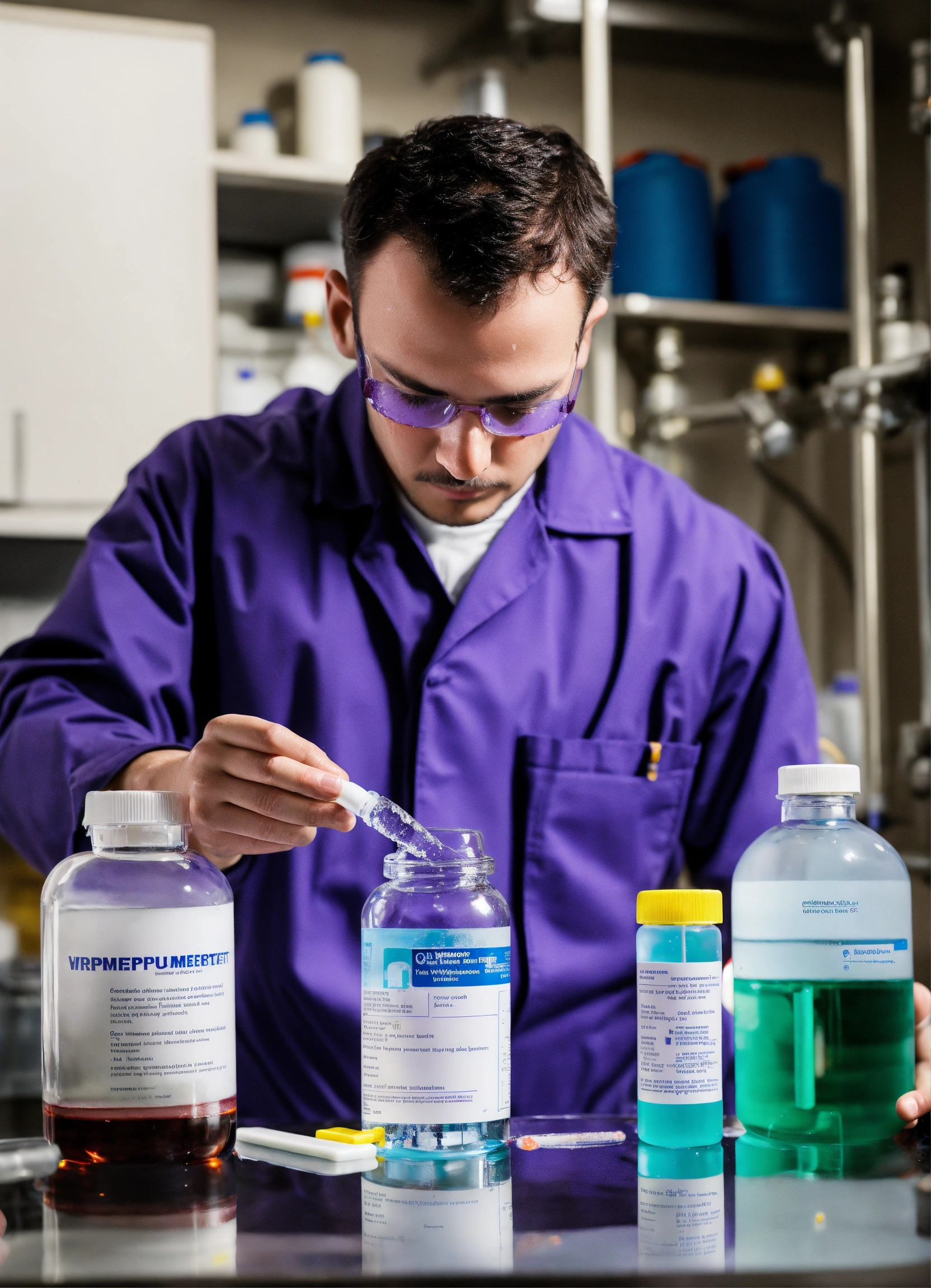 Lexica - Purple color plumber person testing the water using a water ...