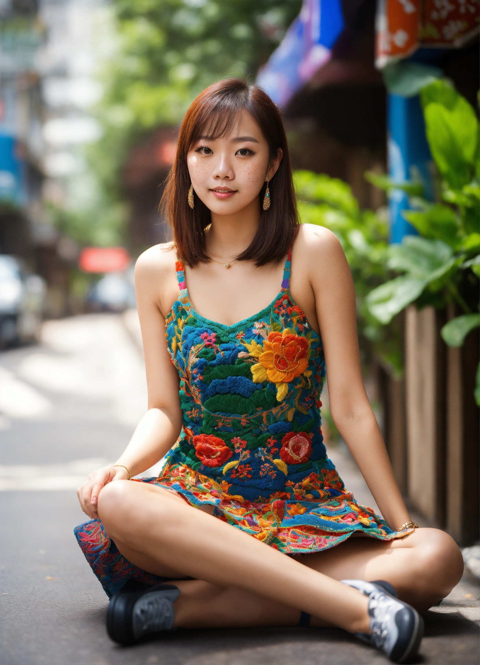 Lexica - Front view, Beautiful Hong Kong lady with freckles, age 23 ...