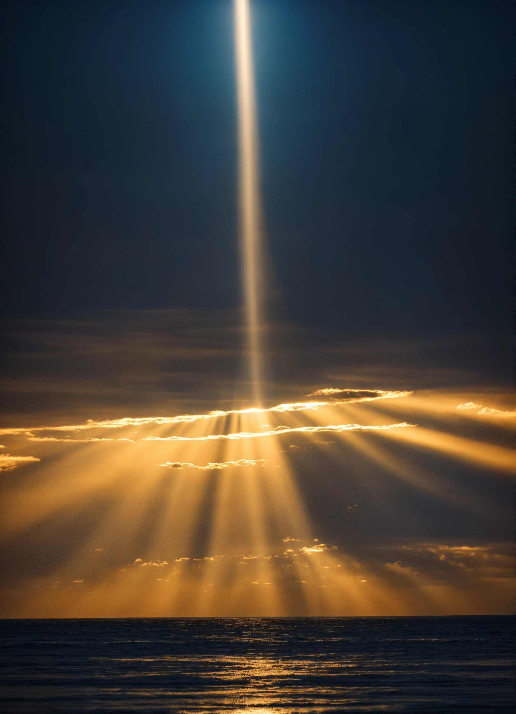 Lexica - A ray of light ascending to heaven, night time