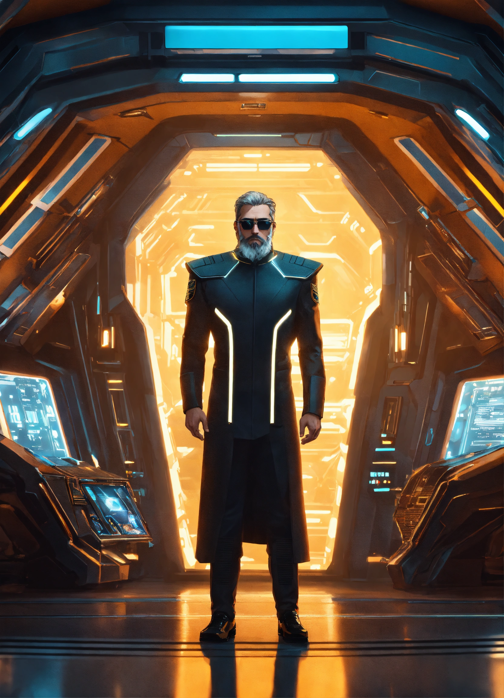 Lexica - 50 year old masculine star commander with trim beard is ...