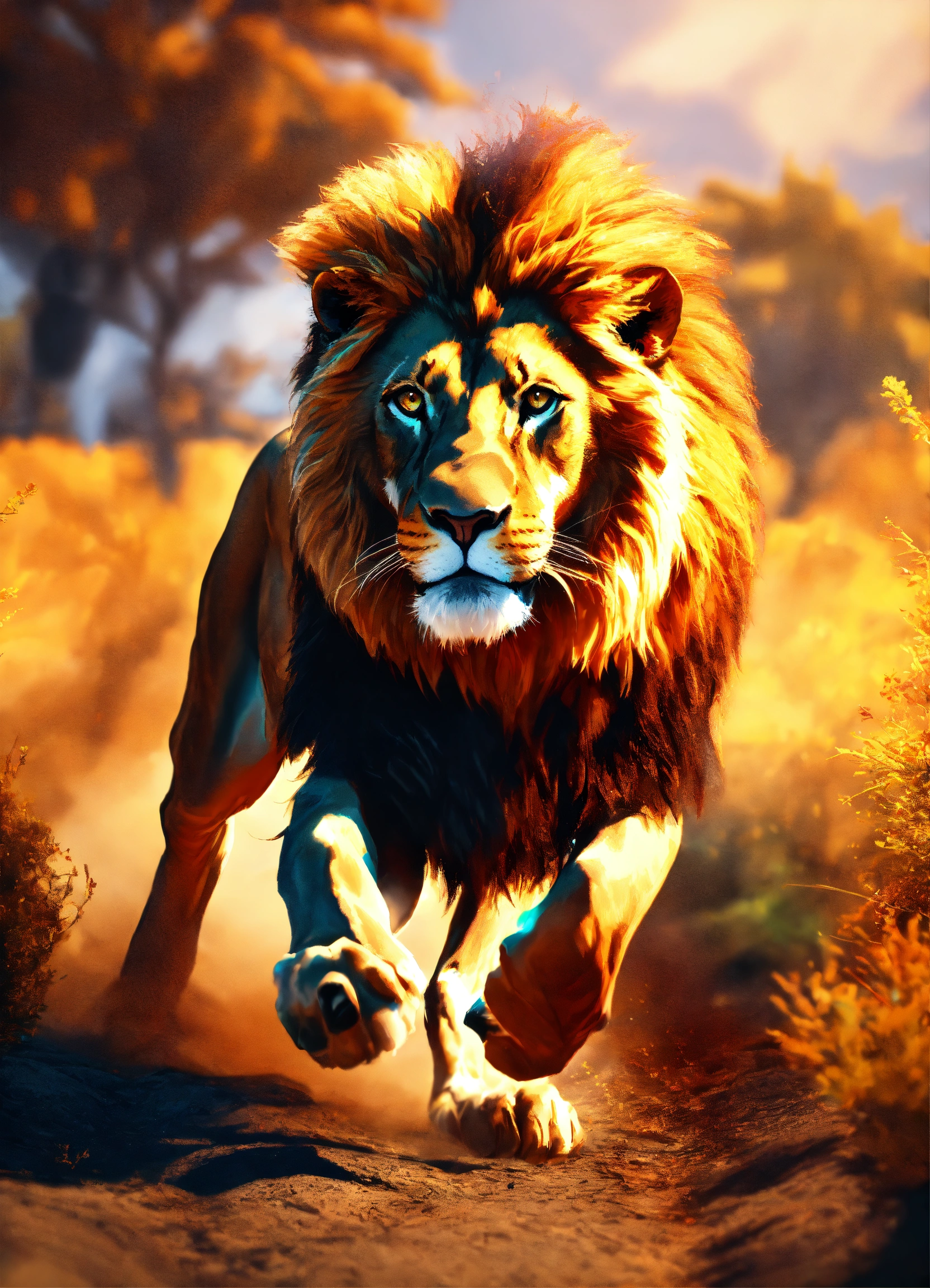 Lexica - 4D photographic image of A lion chases a lamb realistic, vivid ...