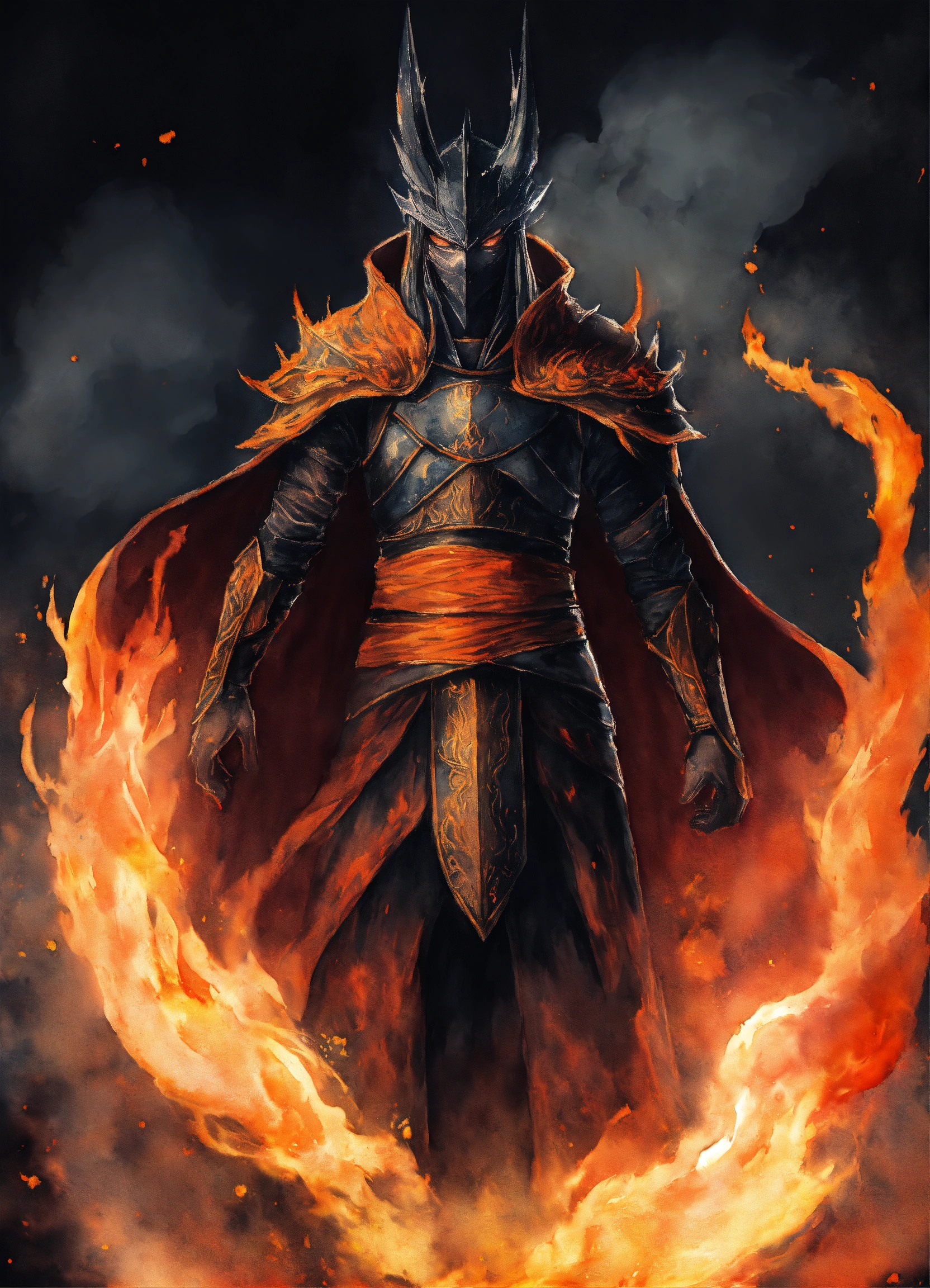 Lexica - Sauron from LOTR in his human form in flames and smoke in ...