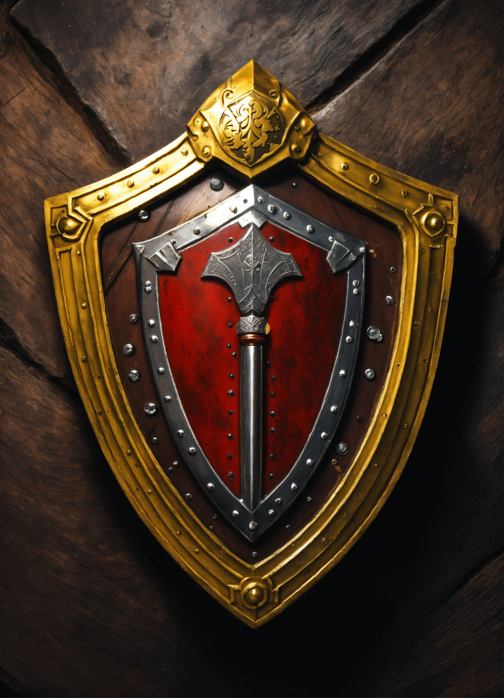 Lexica - Dwarf crest metal shield, hammer