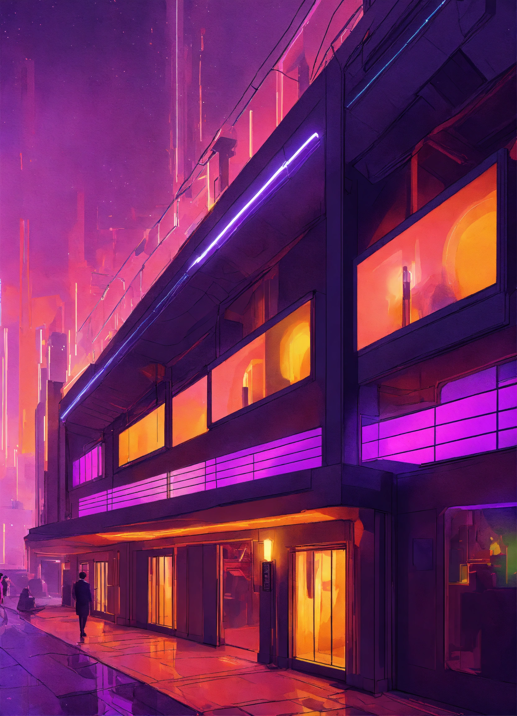 Lexica - Digital art of a retro-futuristic night club with an open ...