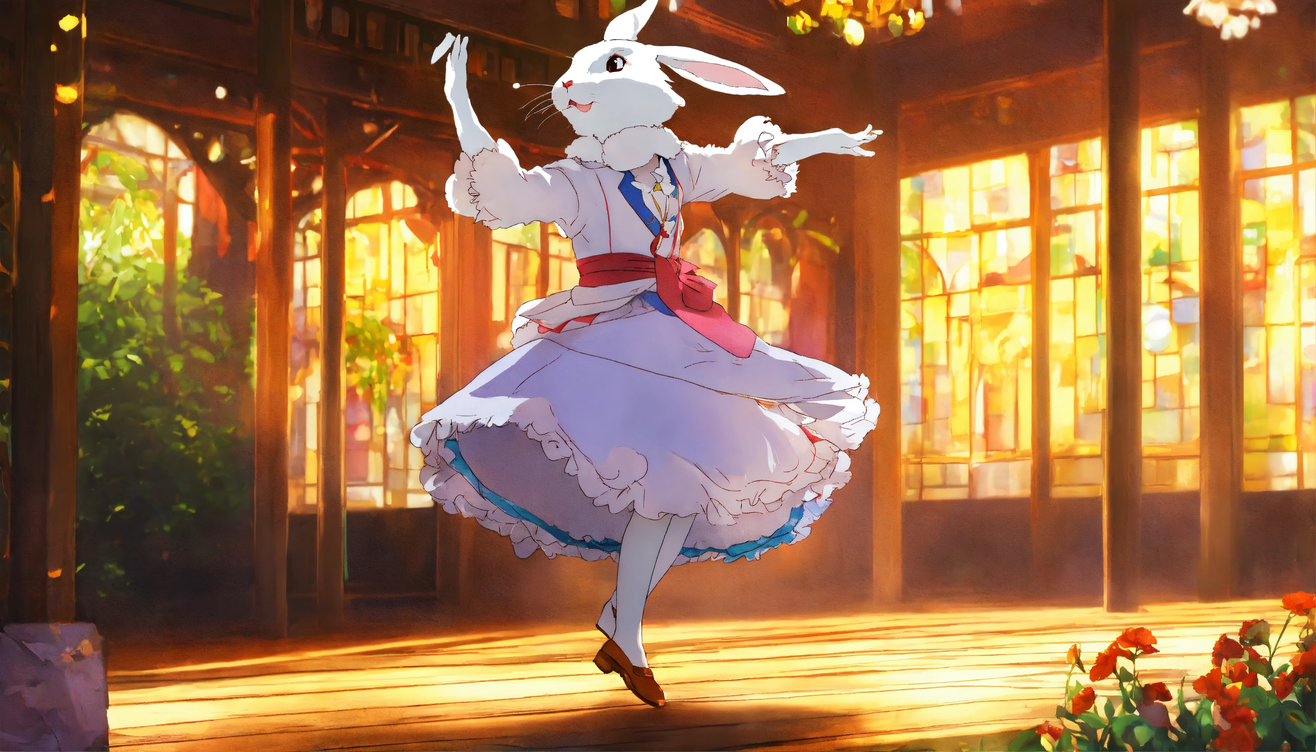 Lexica - Anime white rabbit dancing