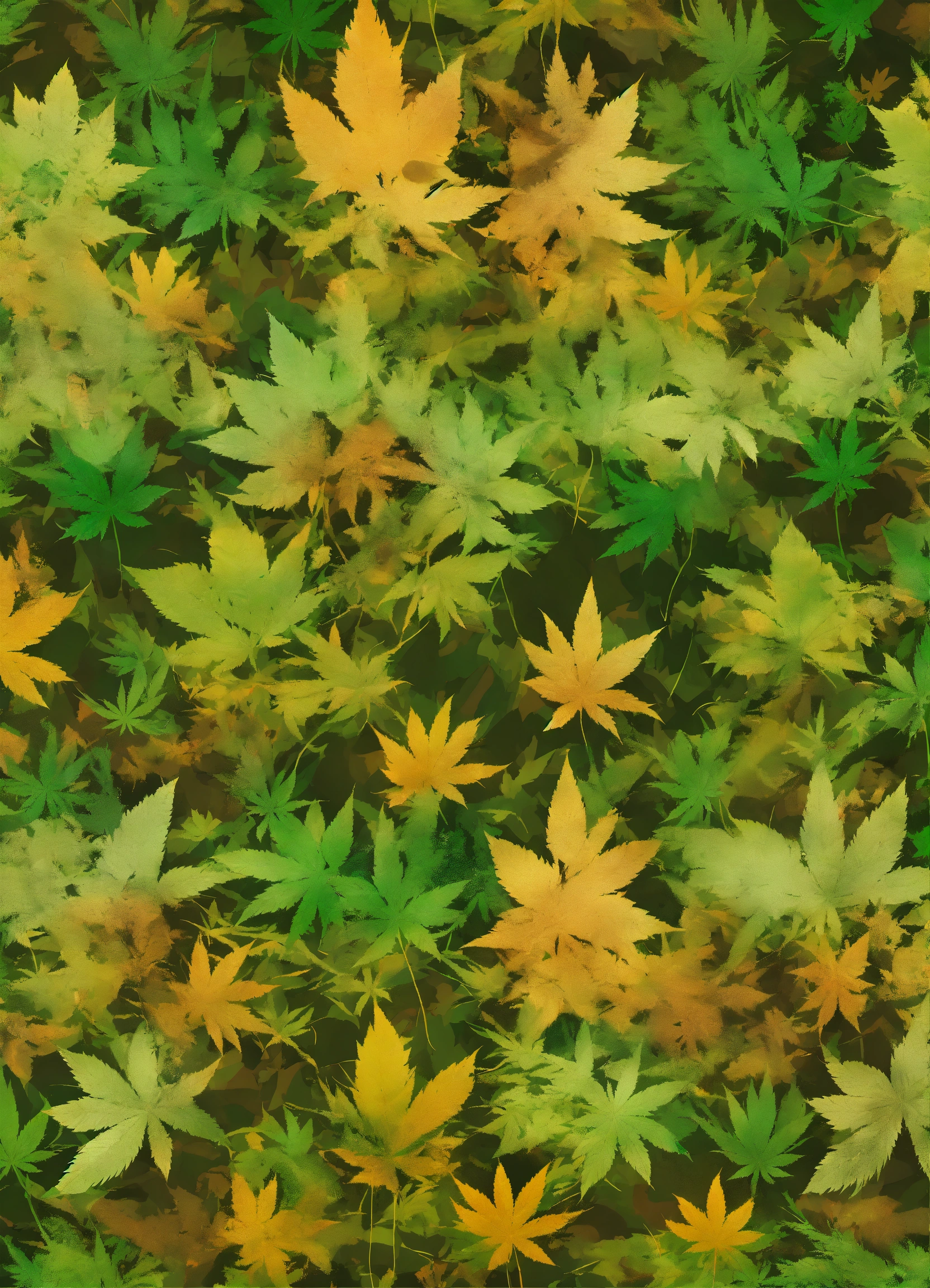 Lexica - Smoke, Marijuana, and tree camouflage pattern greens and browns