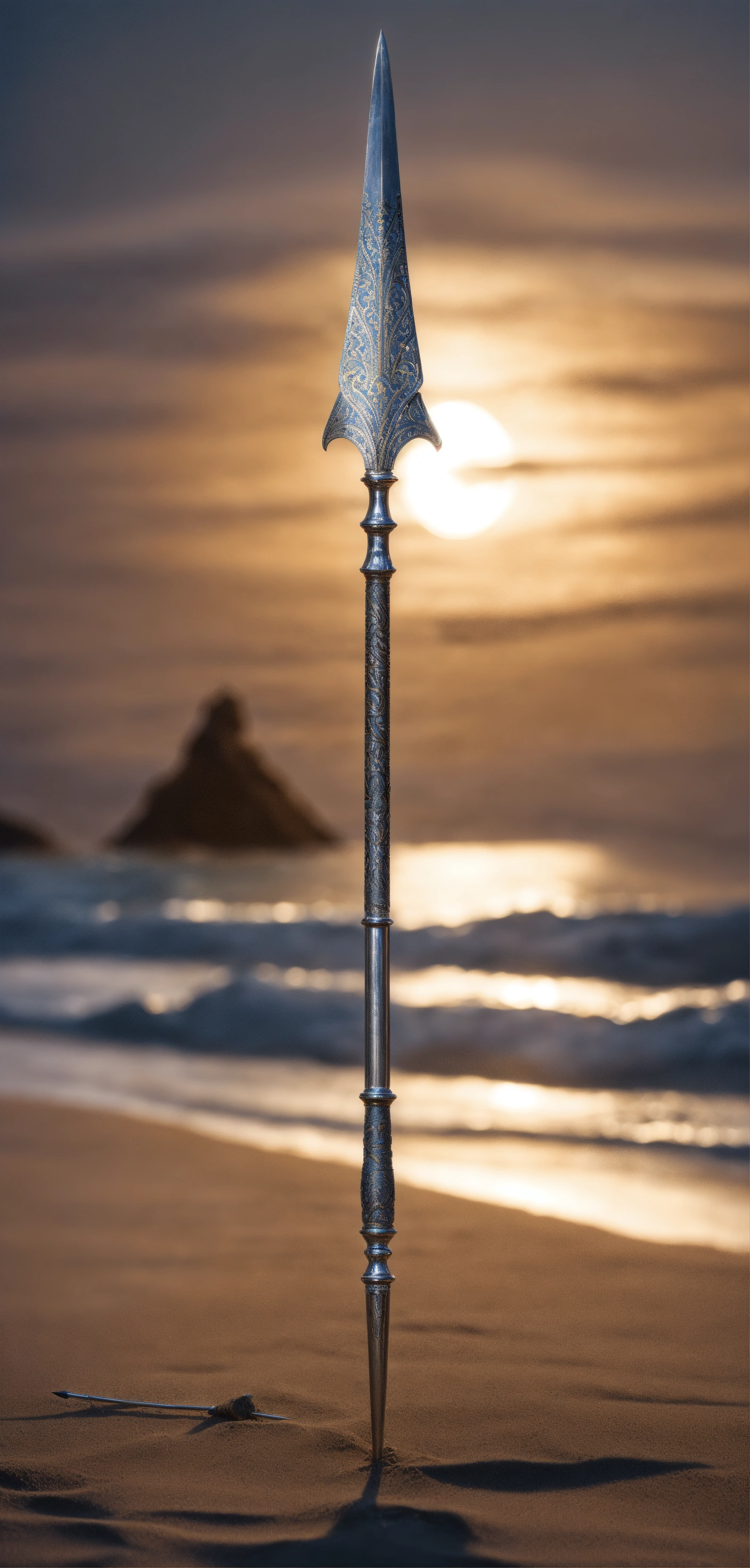 Lexica - 8k, picture of a narrow and delicate gezackte throwing spear ...