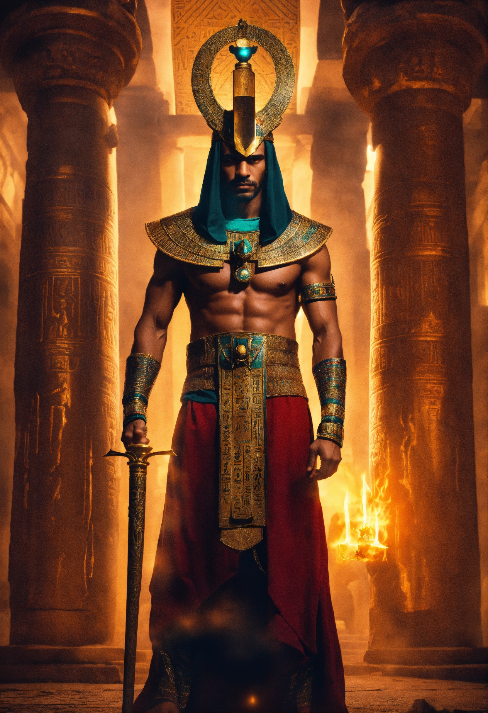 Lexica - Fantasy portrait of an evil ancient Egyptian male warlock in ...