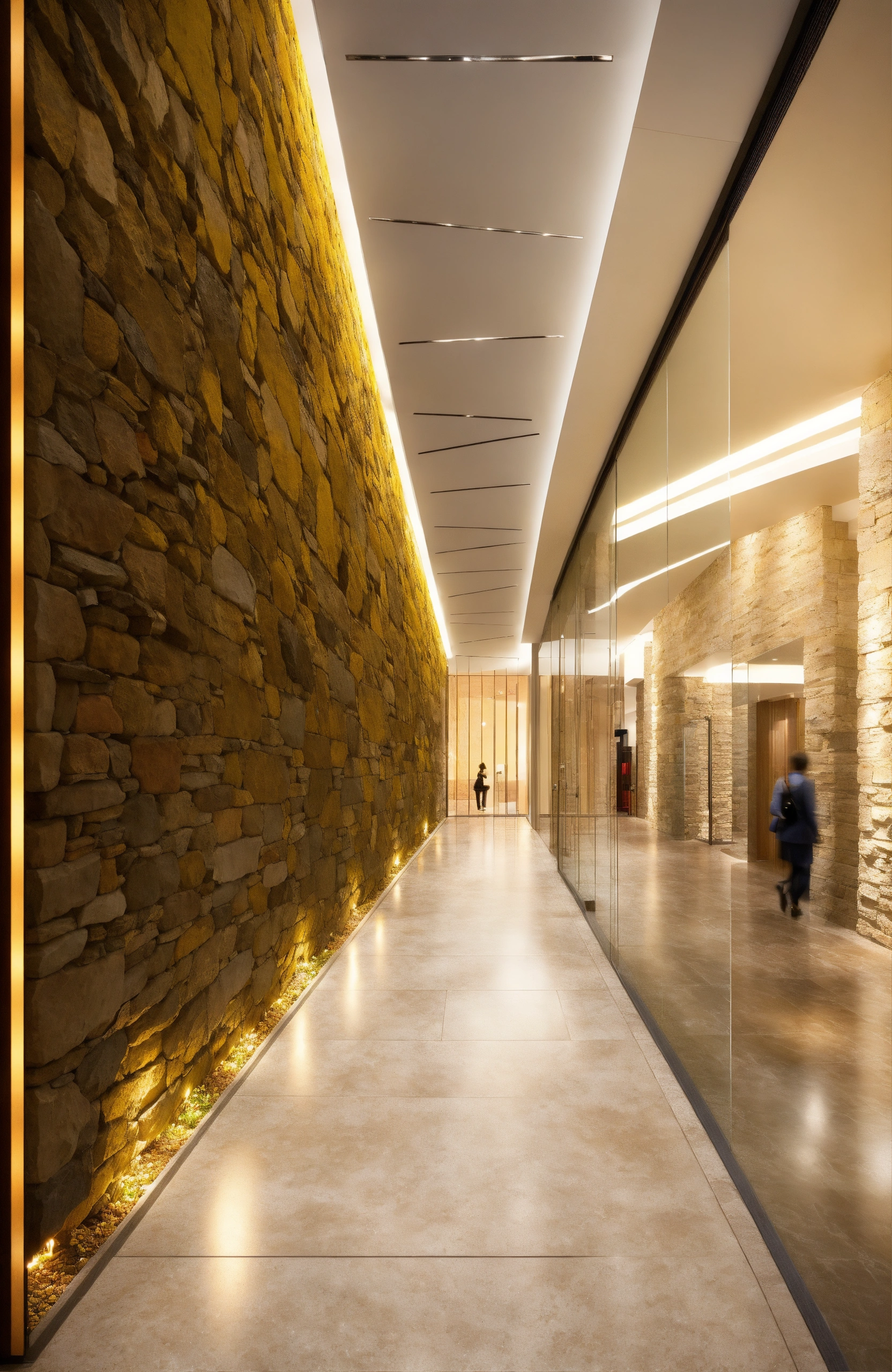 Lexica - Airport corridor, one side of the corridor full height glass ...