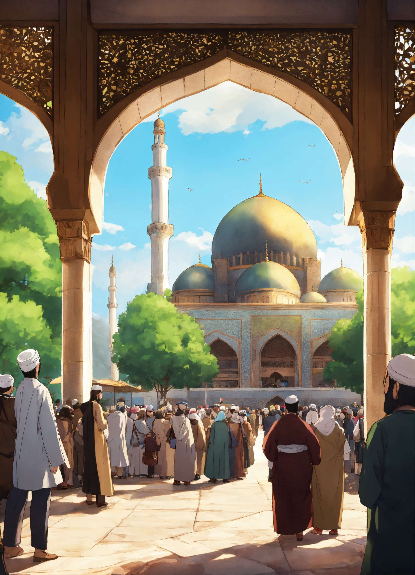 Lexica - People gather to listen to the king's announcement , anime ...