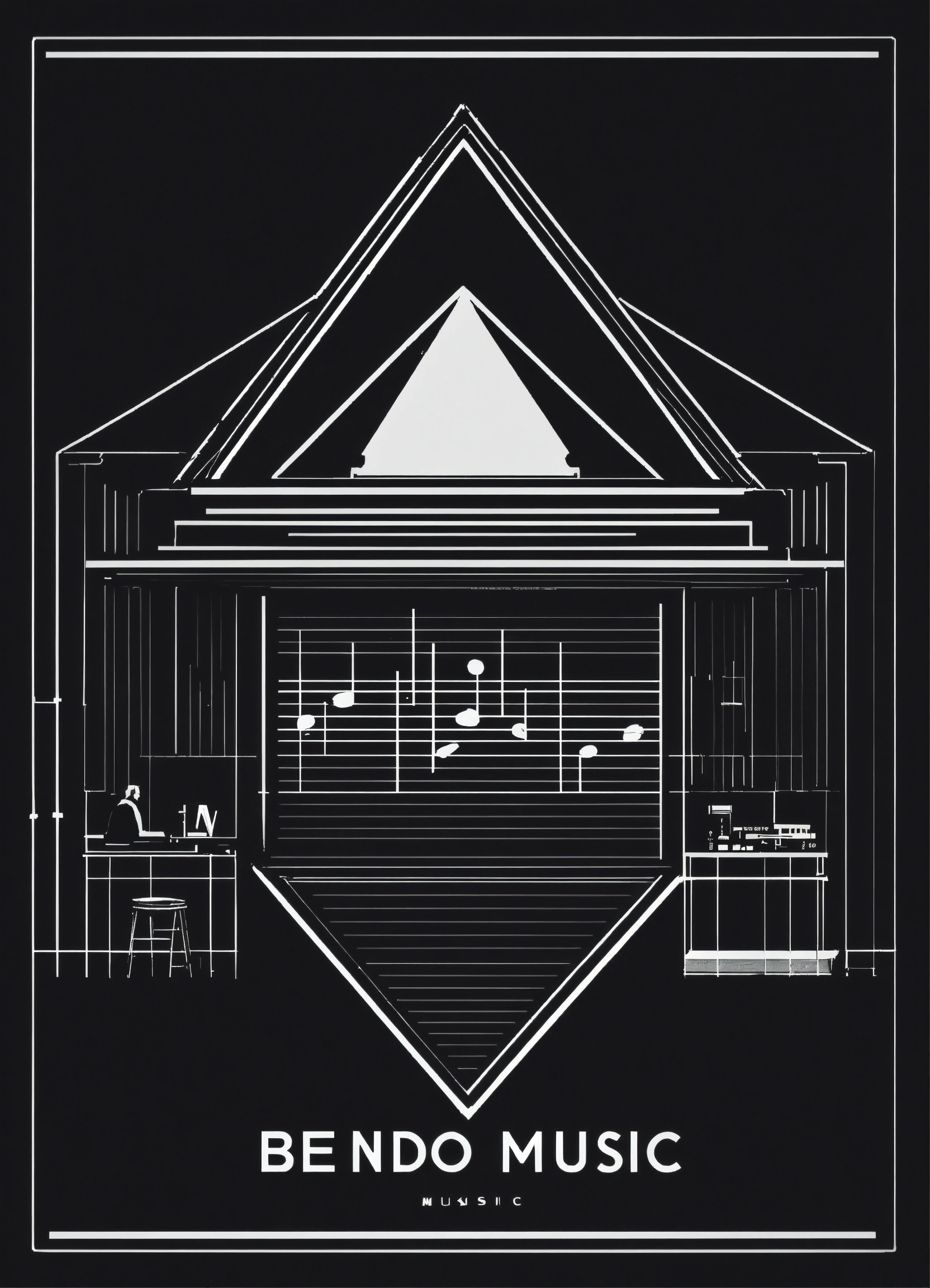 Lexica - Minimalist monochromatic logo of label music, brand is BENDO MUSIC