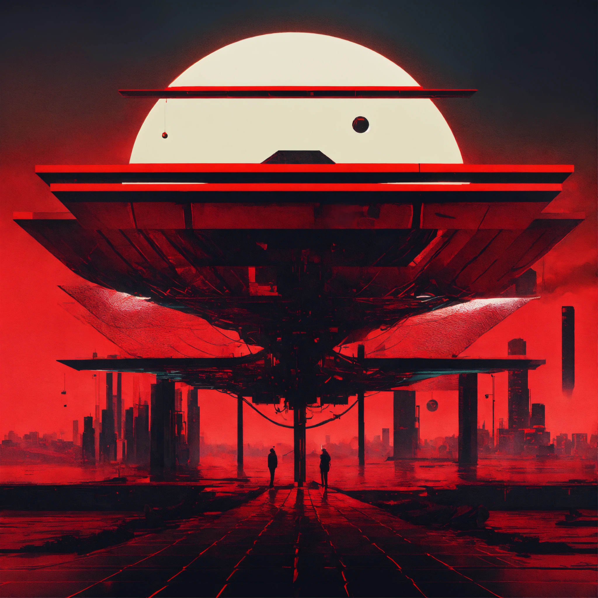 Lexica - A futuristic techno album cover with red and black colours.