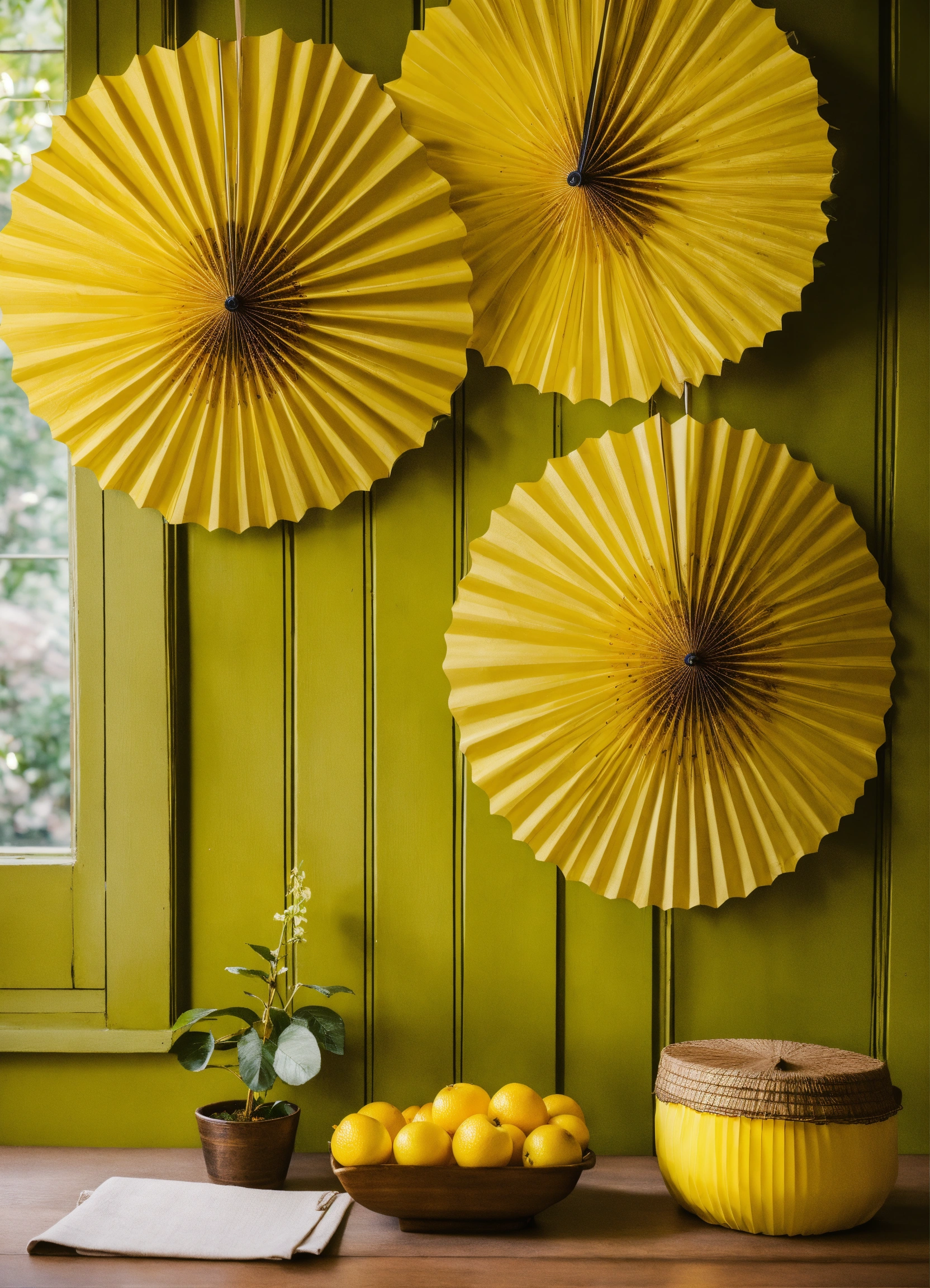 Lexica - Yello pleated paper fans