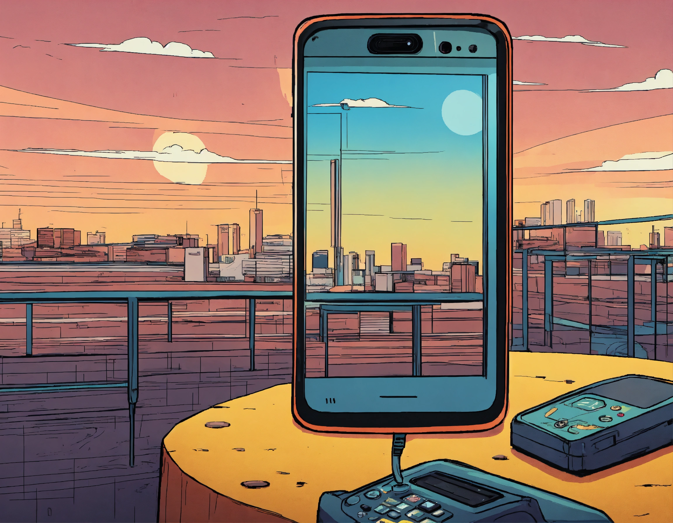 Lexica - Smartphone is ringing. comic style