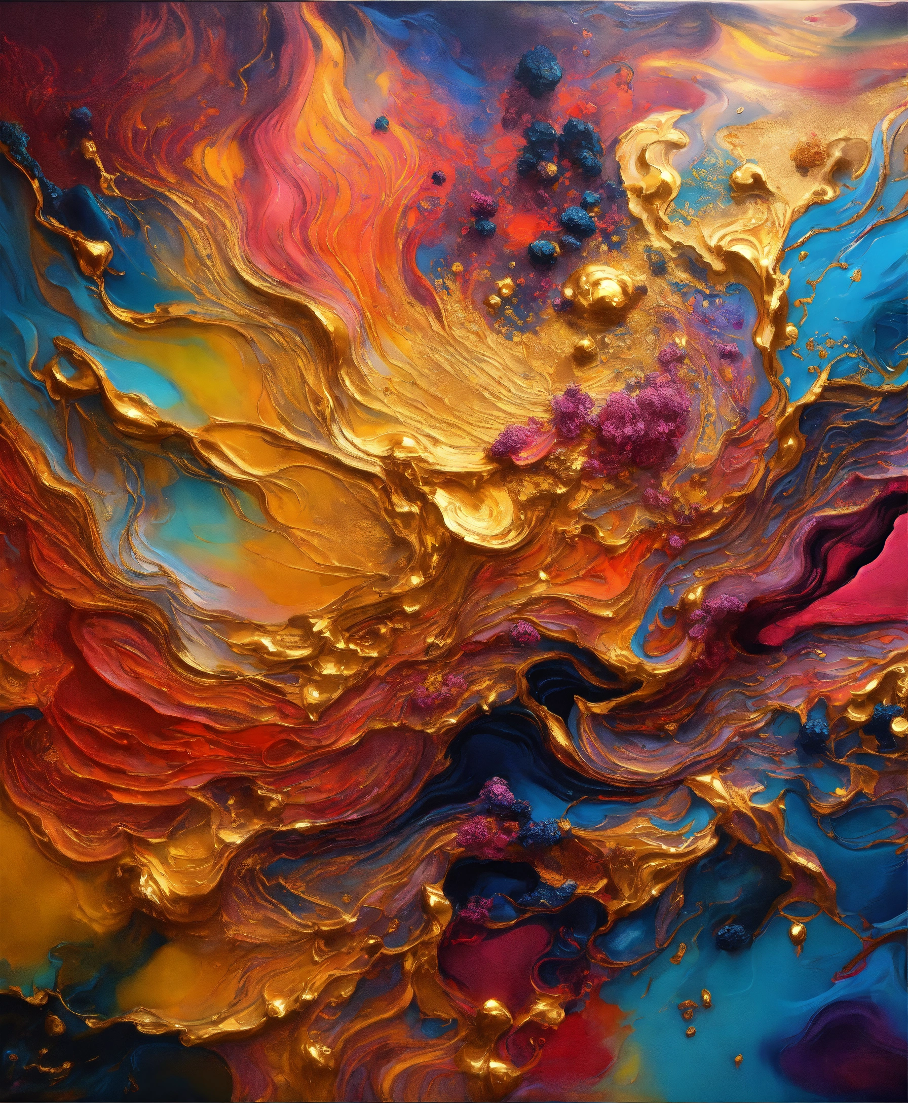 Lexica - Colorful abstract painting oil and water complex complicated ...