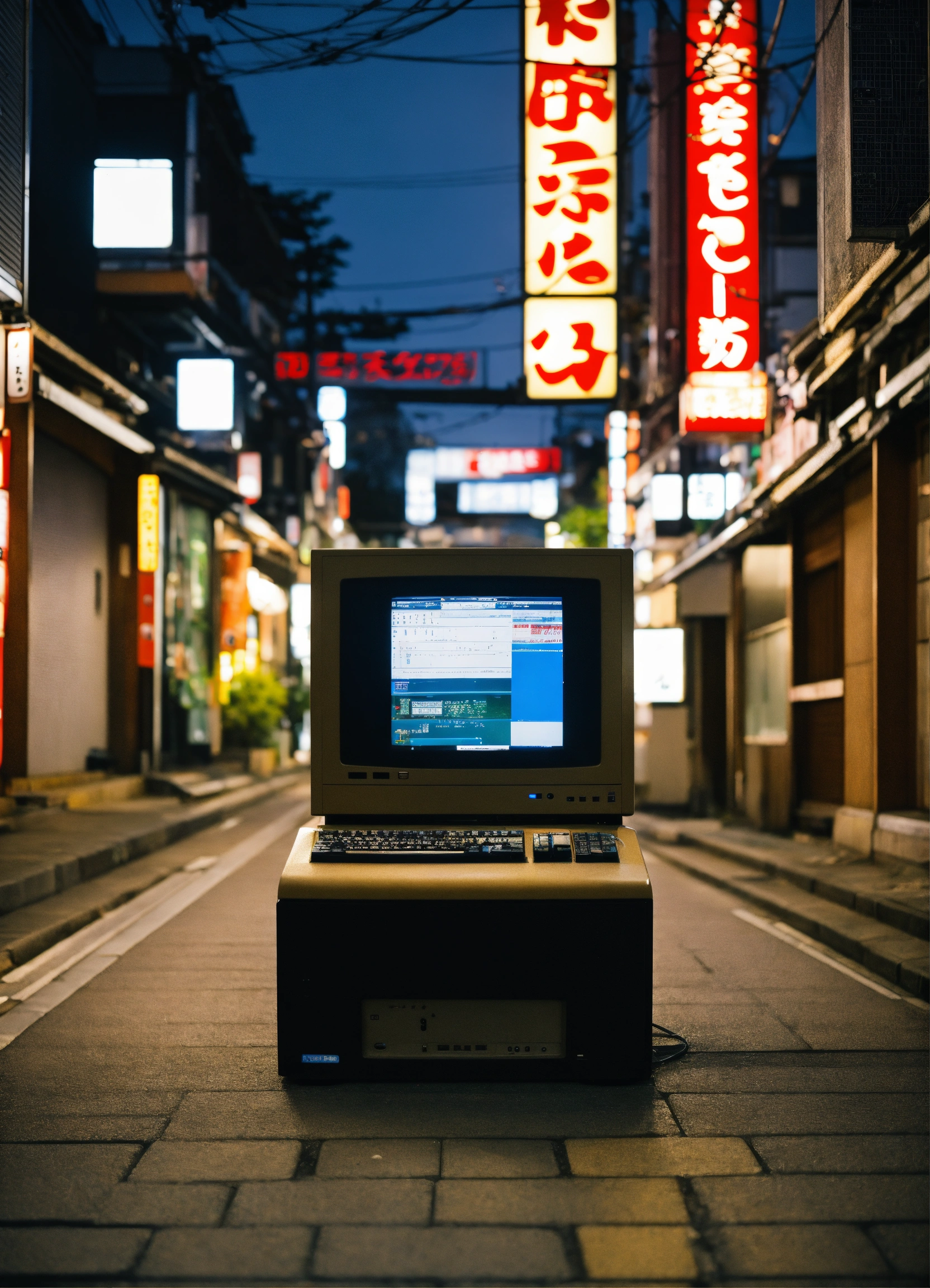 Lexica - An old computer in middle of a Japanese street
