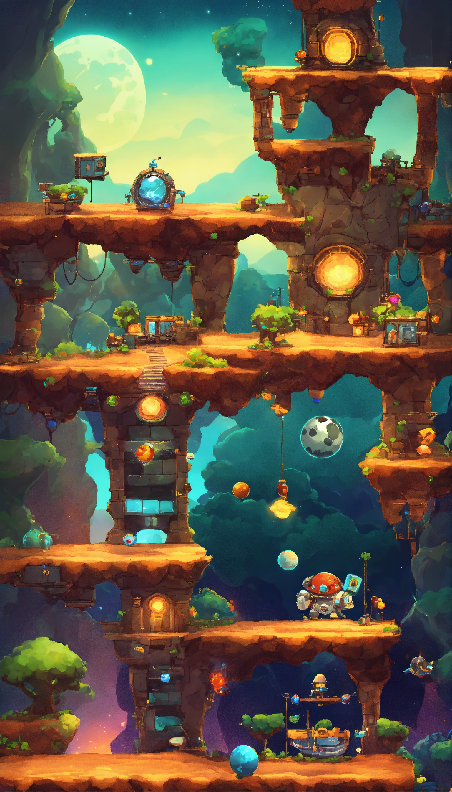 Lexica - 2d mobile platform game space with main platform