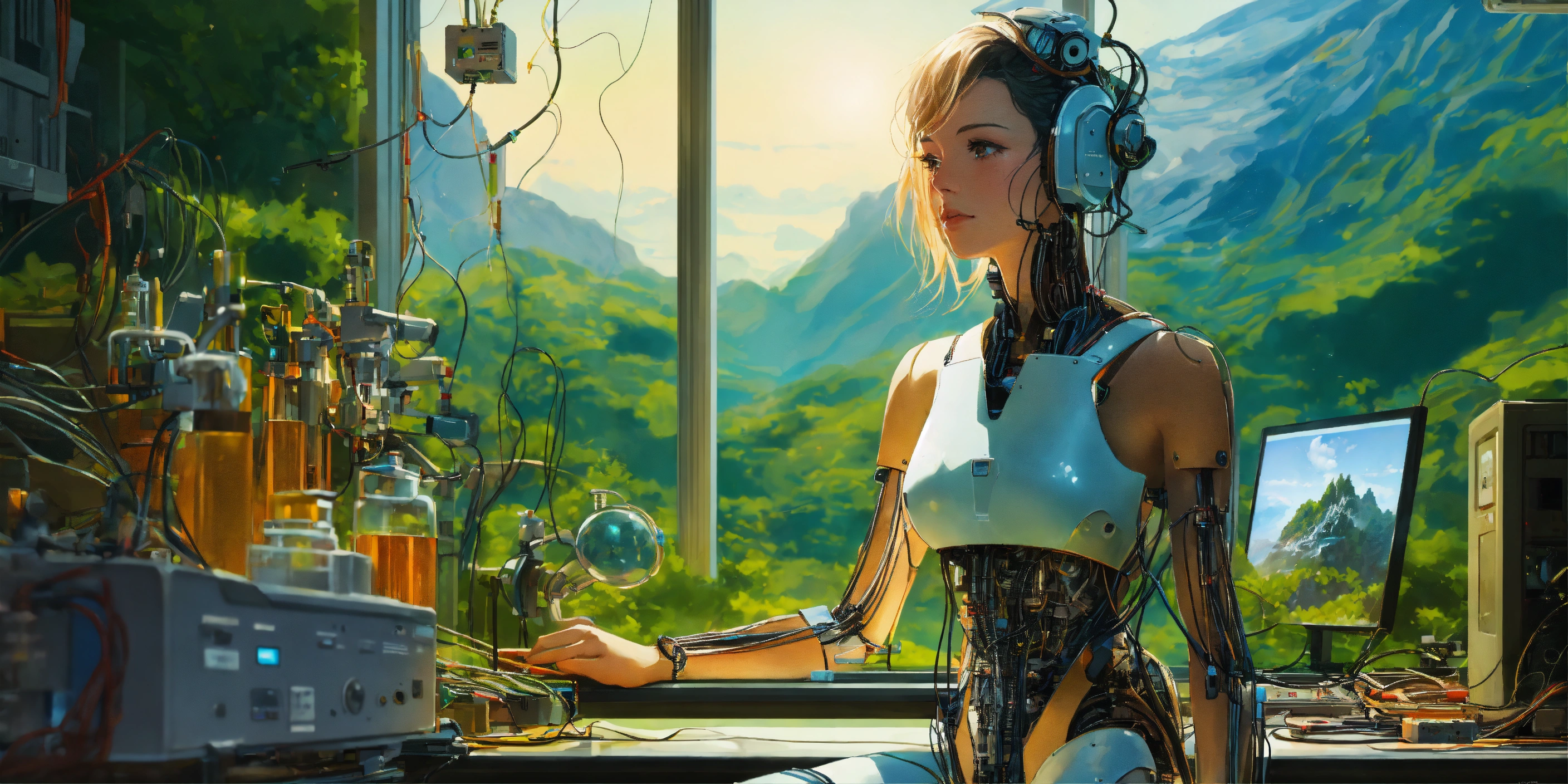 Lexica - Portrait photography of a robot girl, in a laboratory full of ...