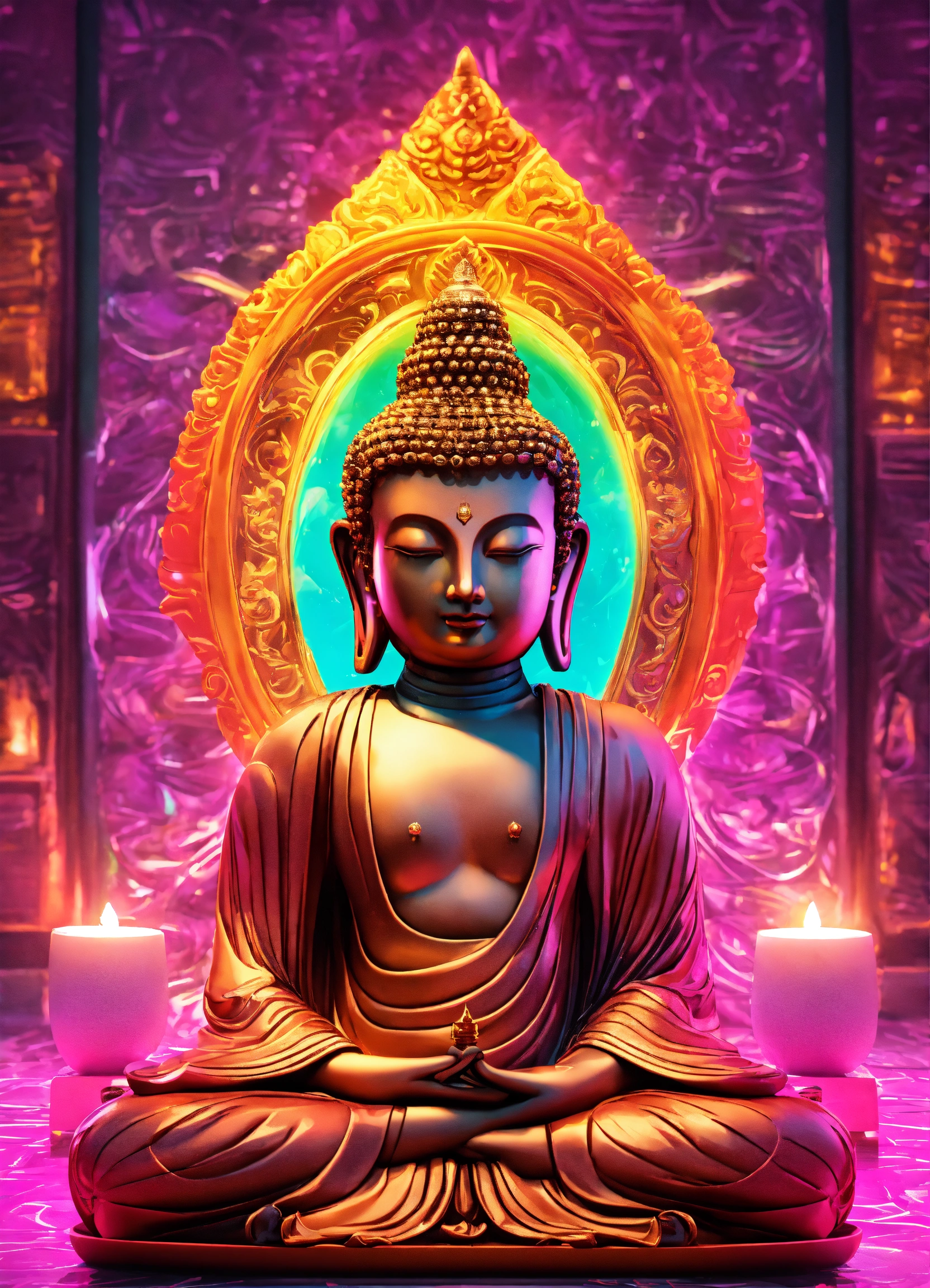 Lexica - Gelly cute adorable buddha, neon glow colours, highly ...