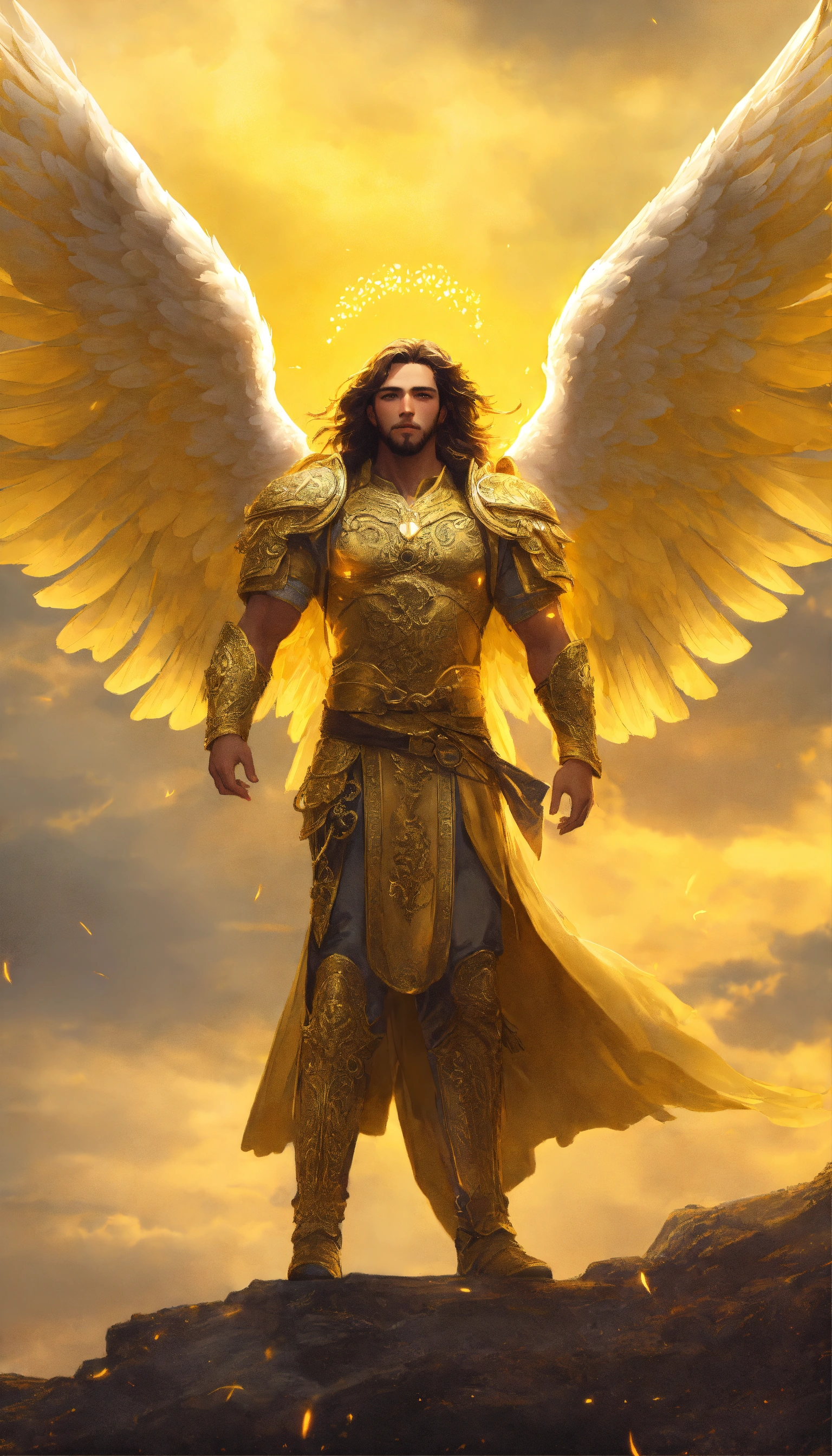 Lexica - 8k Portrait of a male guardian angel, majestic, long hair, 2 ...