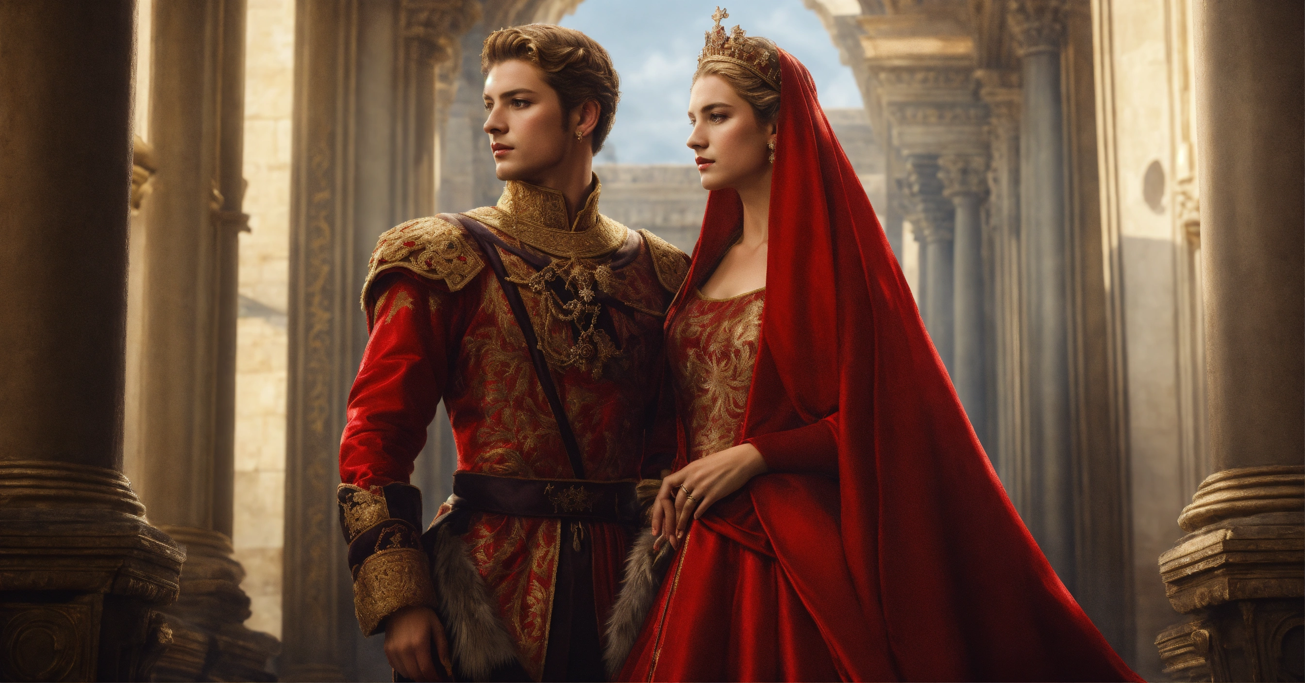 Lexica - Ancient prince and Queen European , wear red costume ...