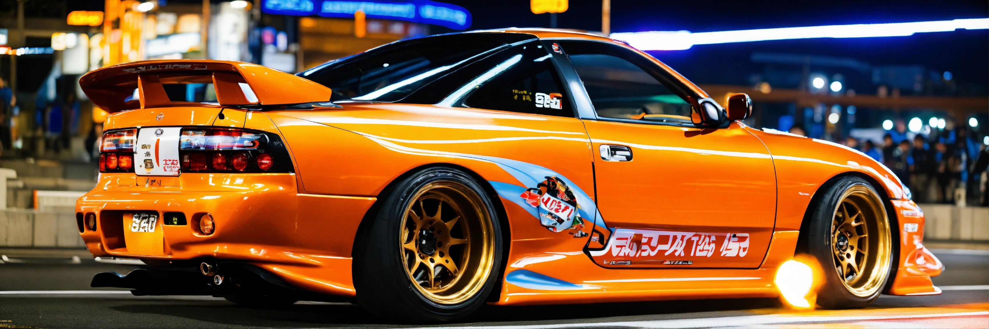 Lexica - A colorful orange Nissan Silvia S15 with a wide-body kit ...