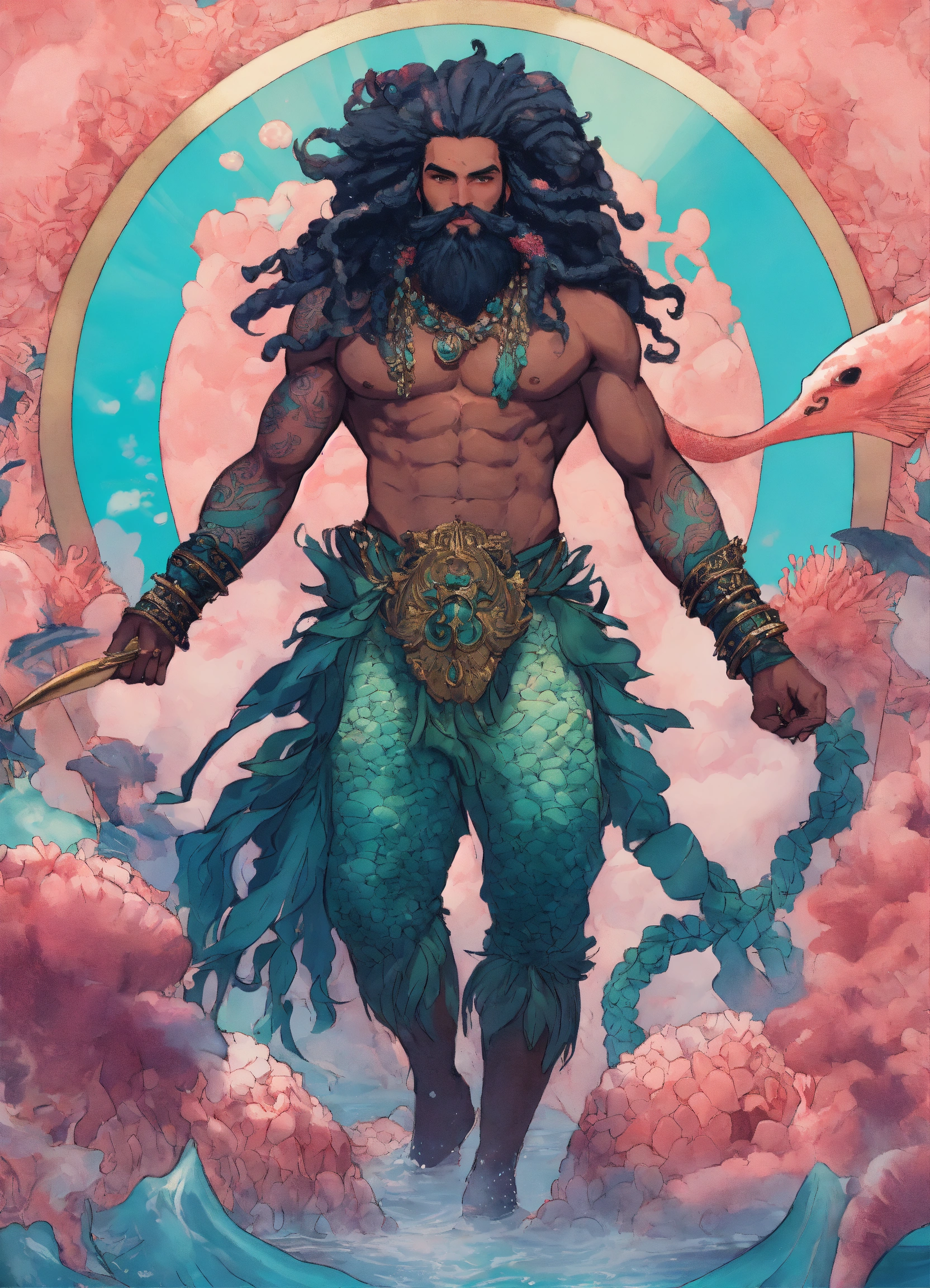 Lexica - A buff muscular Merman scales Blue skintone with pink coral ... Lexica - A buff muscular Merman scales Blue skintone with pink coral ...