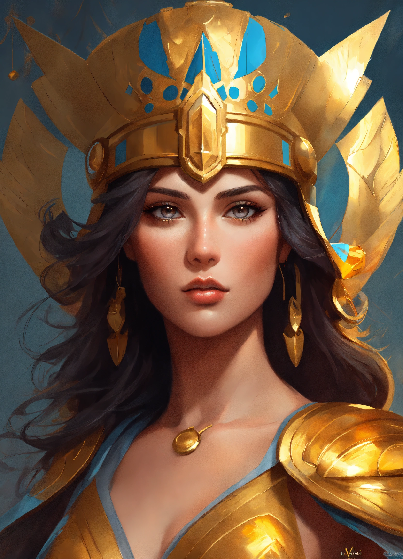 Lexica - Goddess Athena, volumetric cartoon oil paint, gray eyes, dark ...