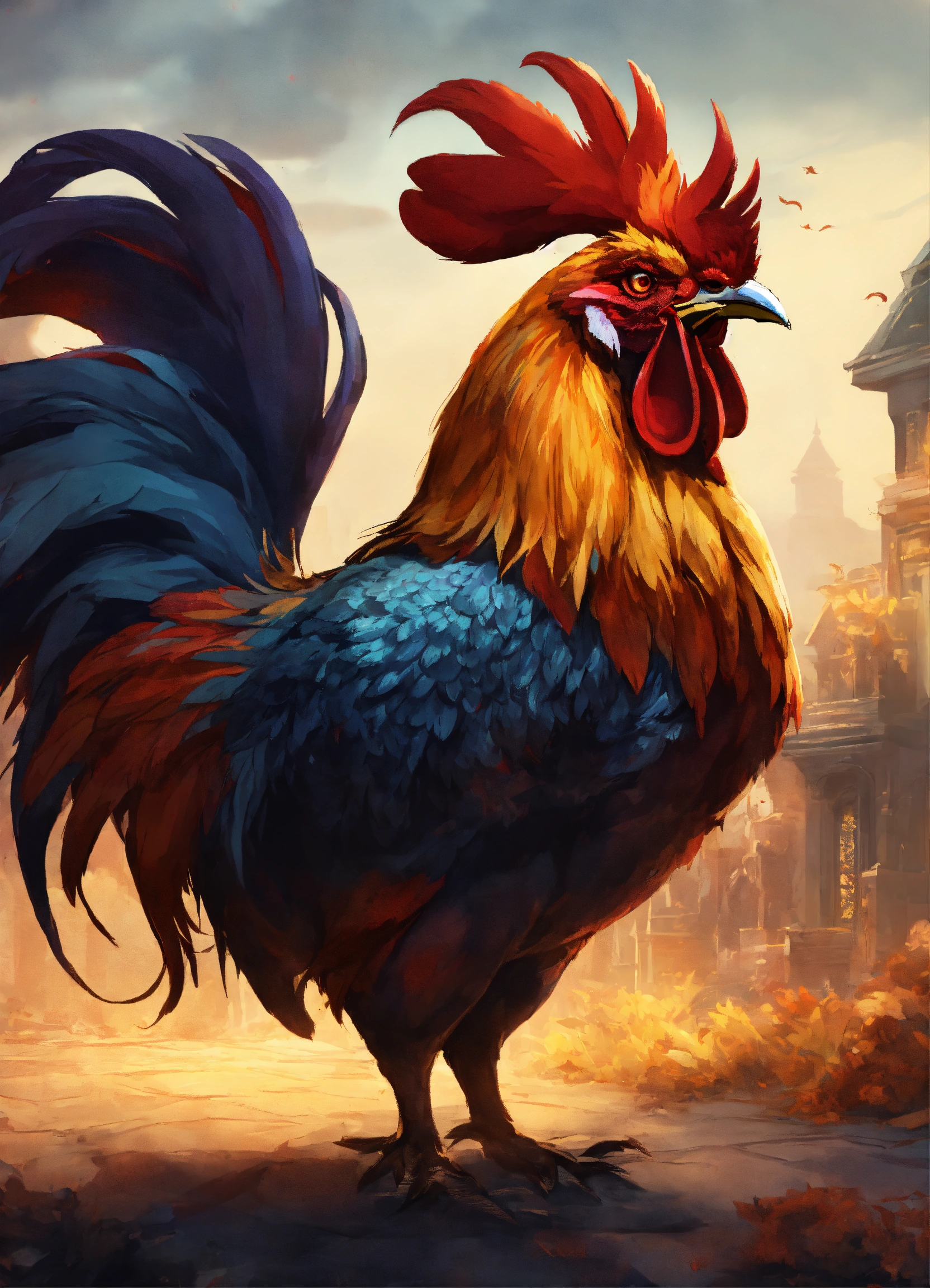 Lexica - A monstrous rooster the size of a person with red glowing eyes ...